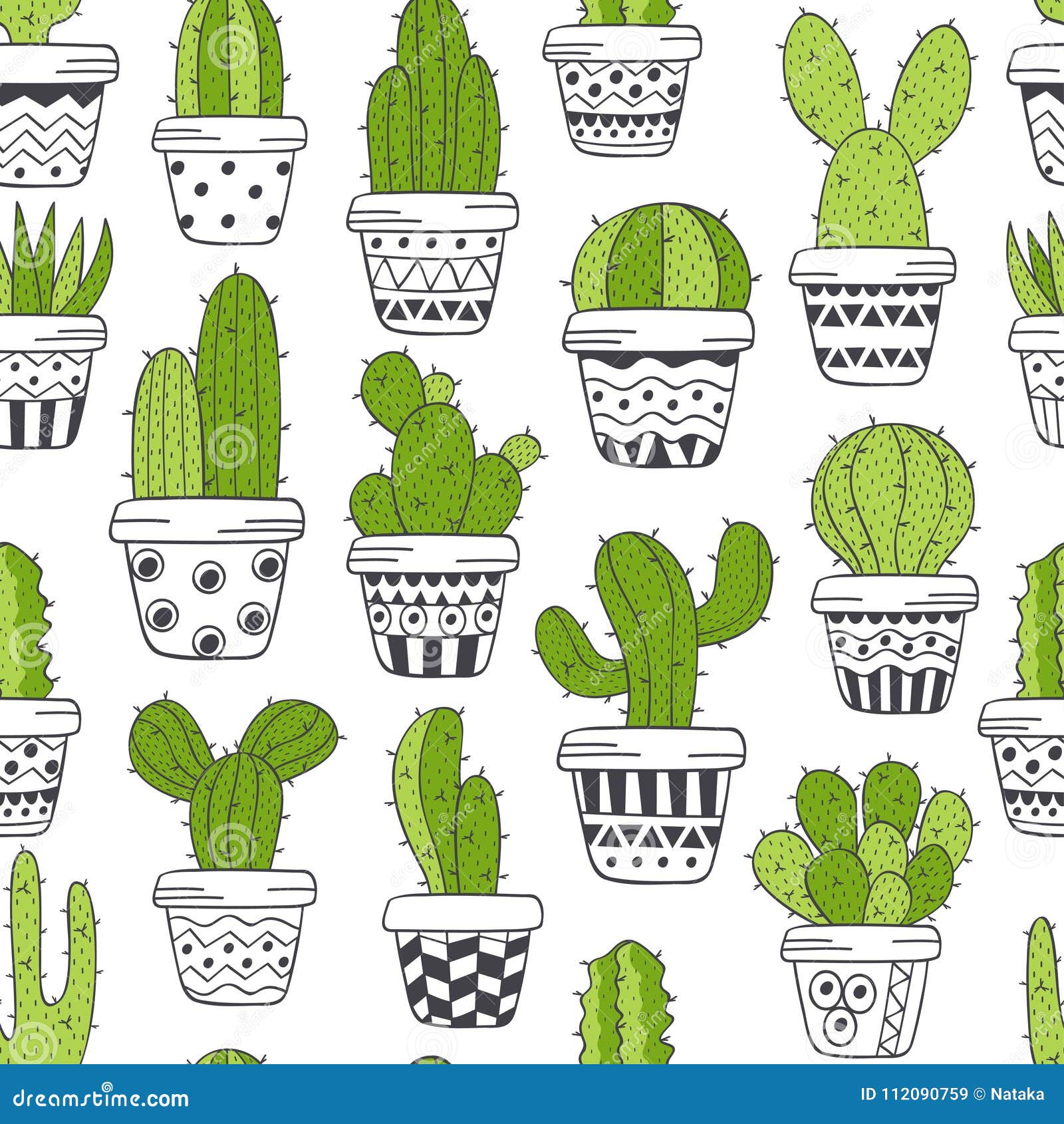 Green Cactus Vector Illustration Black Outline | CartoonDealer.com ...