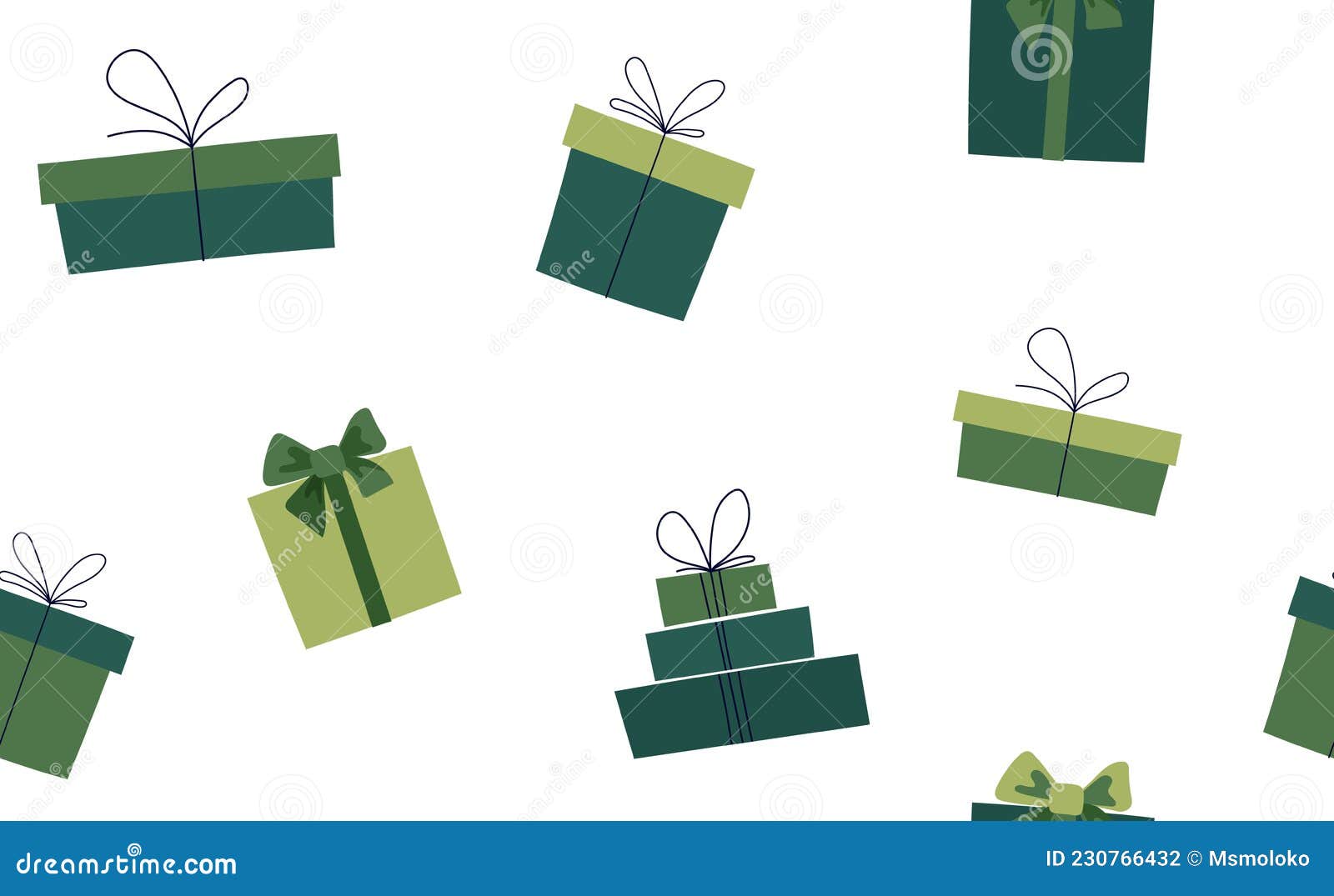 Seamless Pattern with Green Christmas Gift Boxes. Stock Vector ...