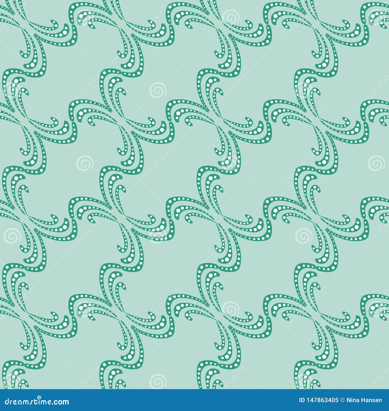 Seamless Pattern of Green Decorative Lines on a Mint Background. Stock ...