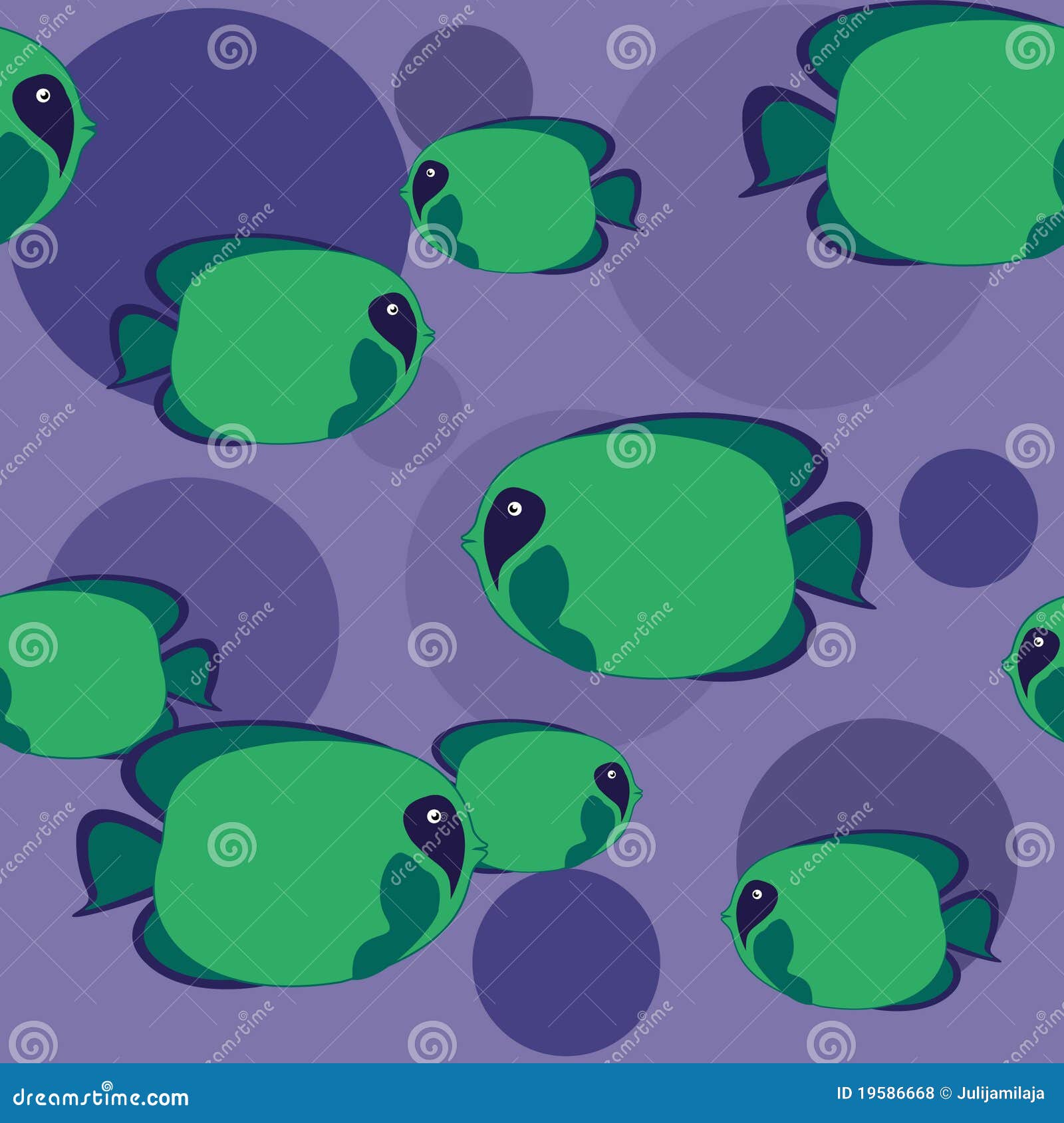 Seamless Pattern - Green Fish Stock Vector - Illustration of green ...