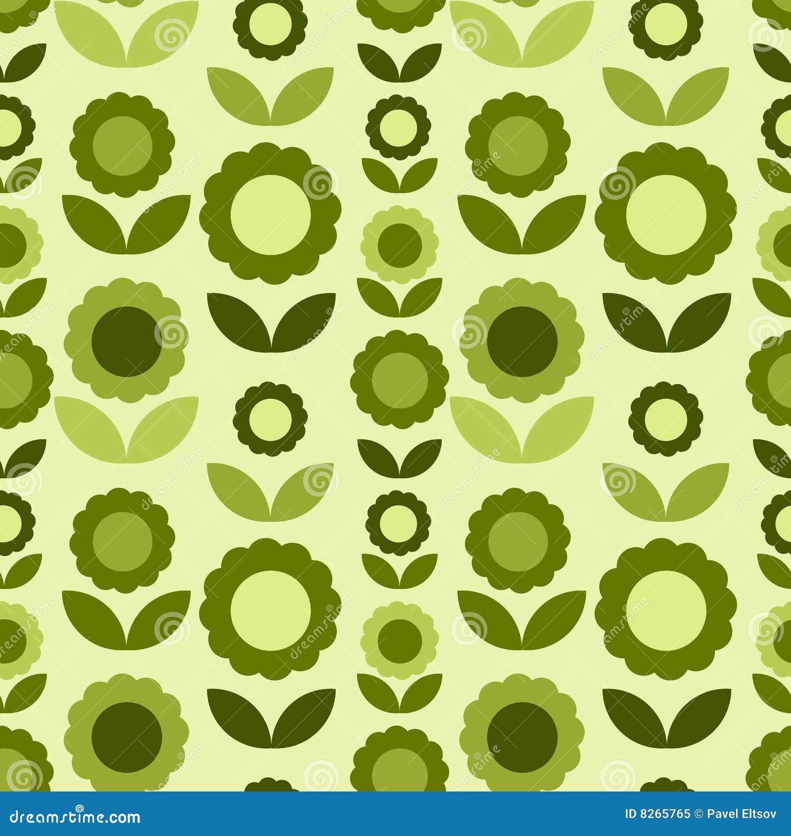 Seamless Pattern with Green Flowers Stock Vector - Illustration of ...