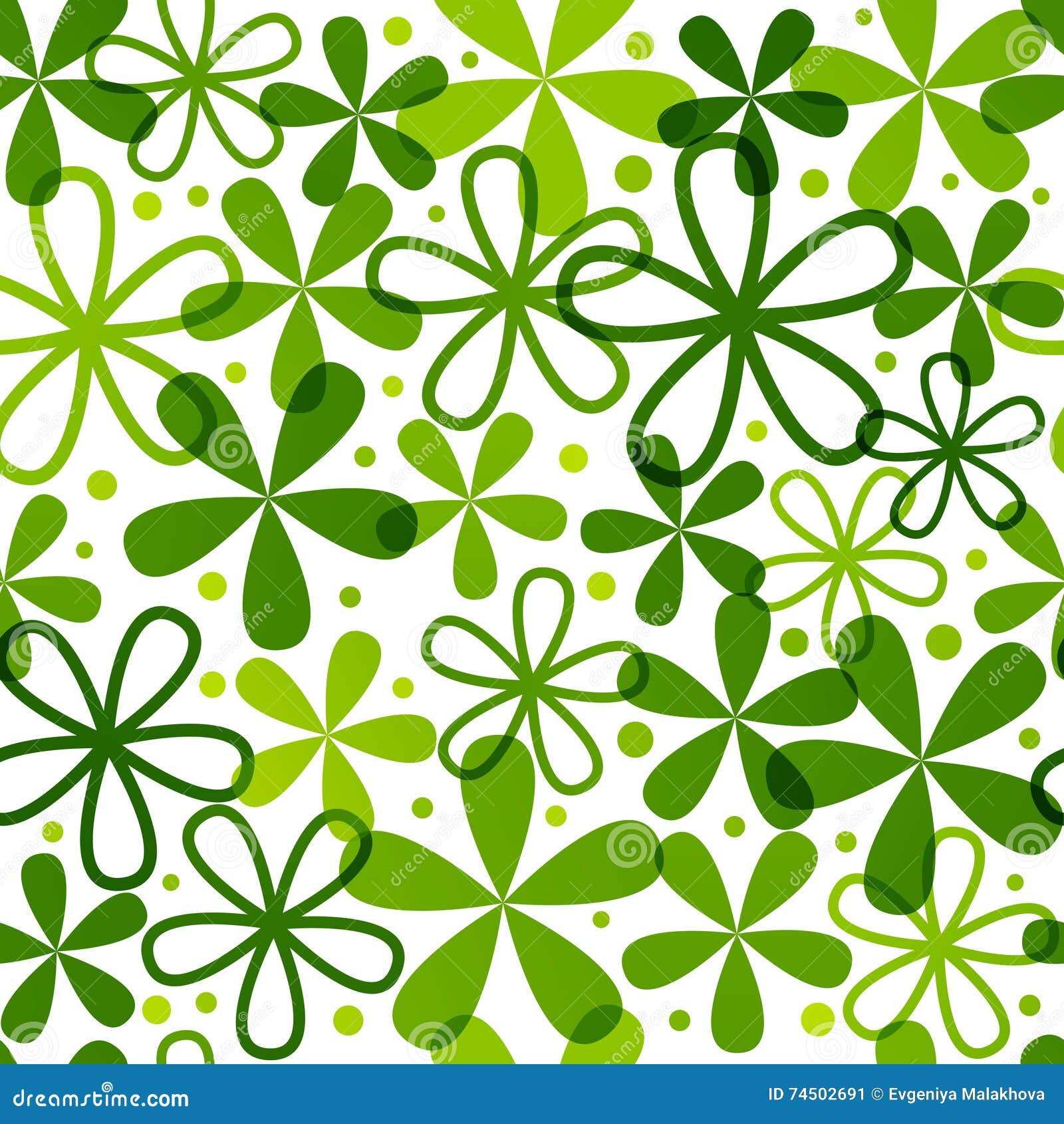 Seamless Pattern with Green Flowers Stock Vector - Illustration of ...