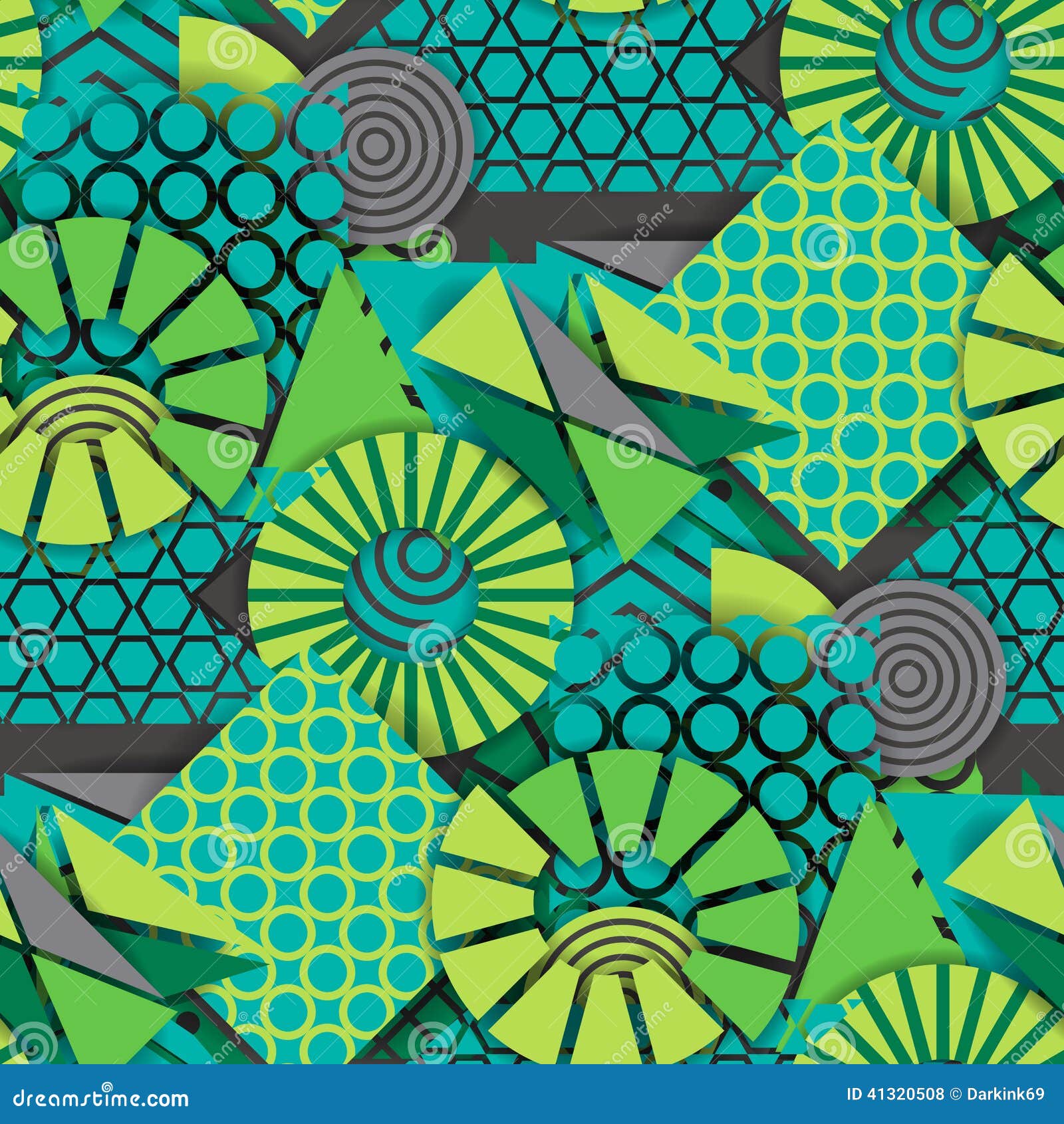 Seamless Pattern of Green Geometric Shapes Stock Vector - Illustration ...