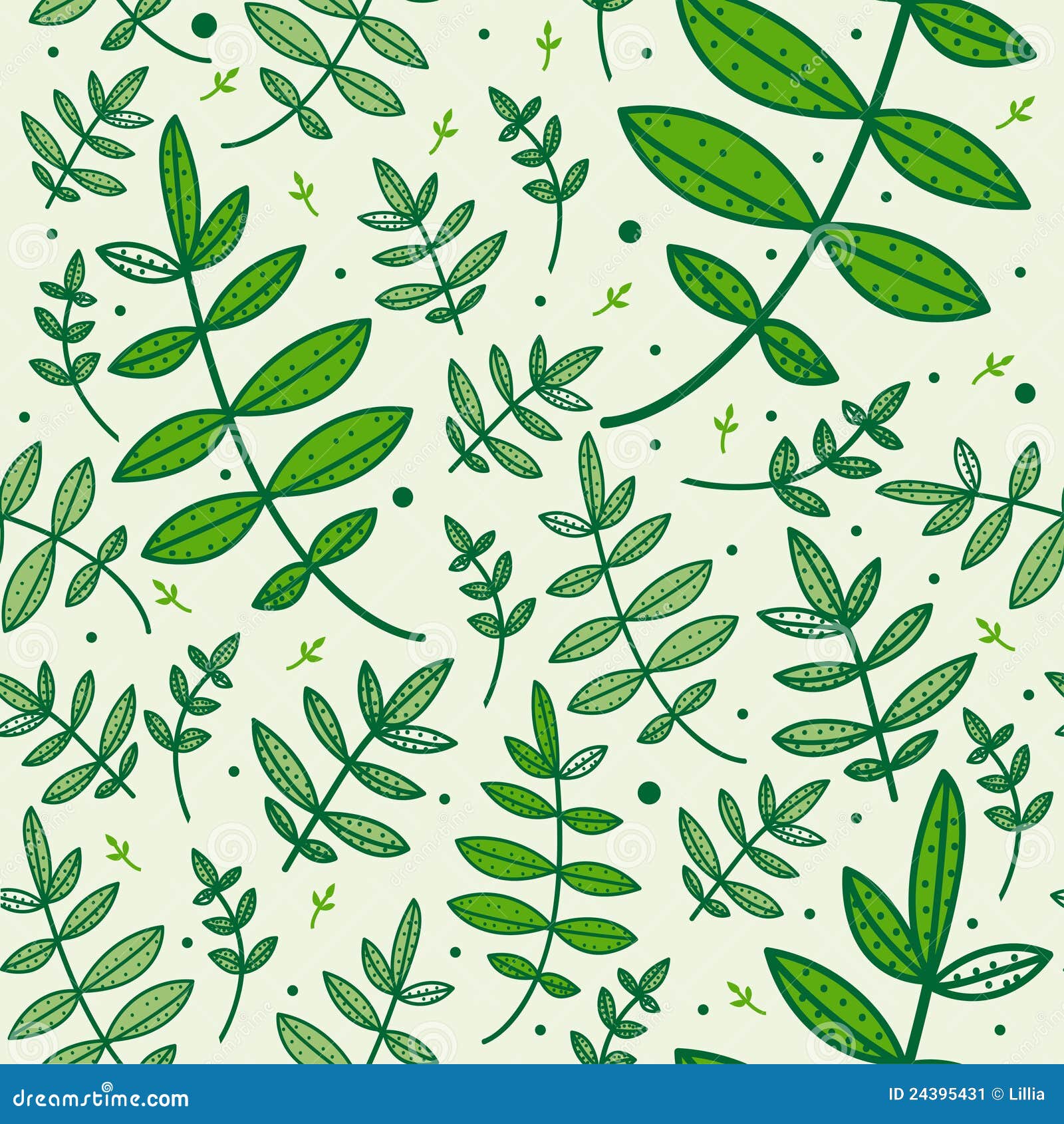 Seamless Pattern with Green Leaves Stock Vector - Illustration of ...