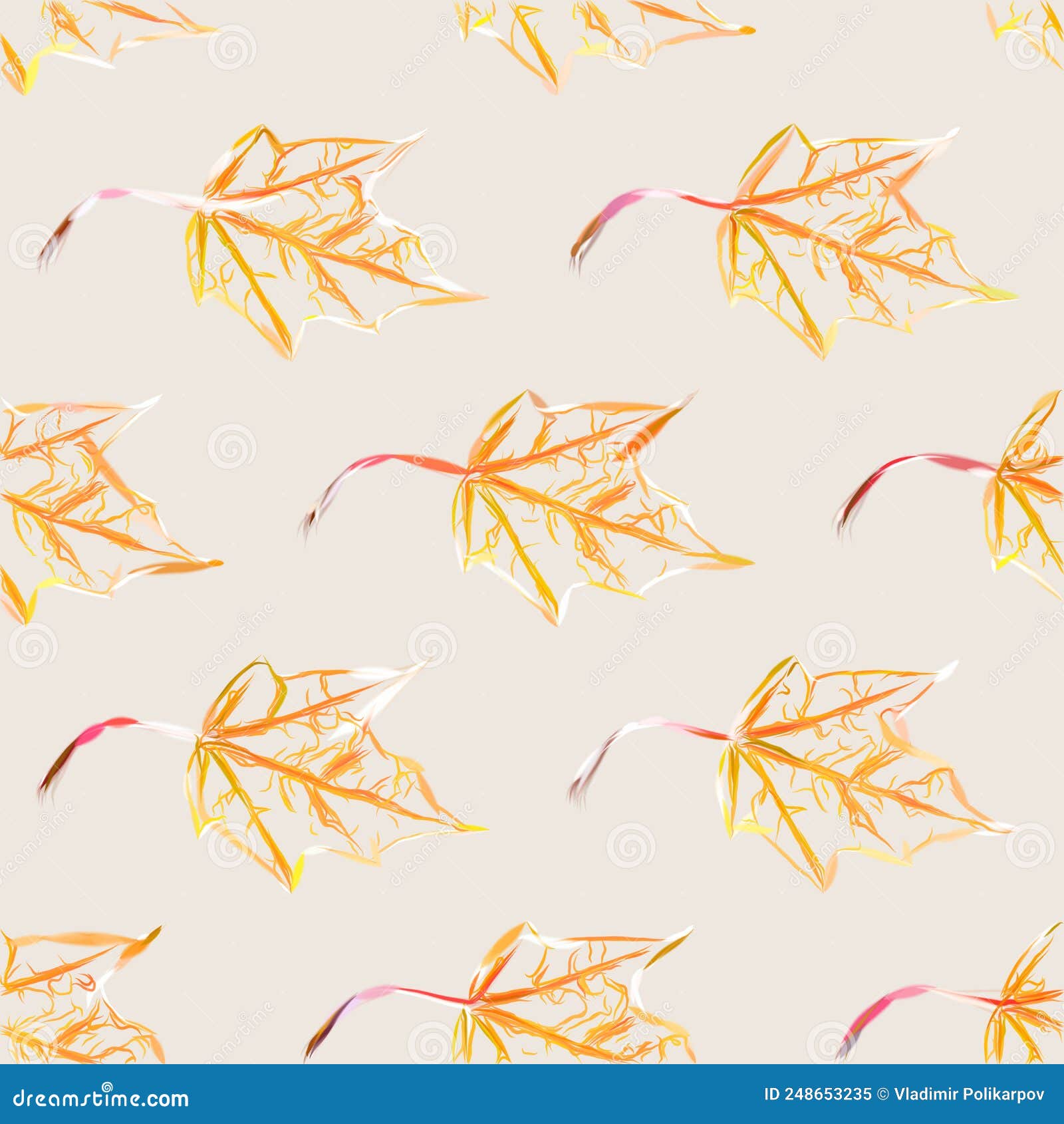 Pattern Green Leaves on a Cream Background Stock Illustration ...