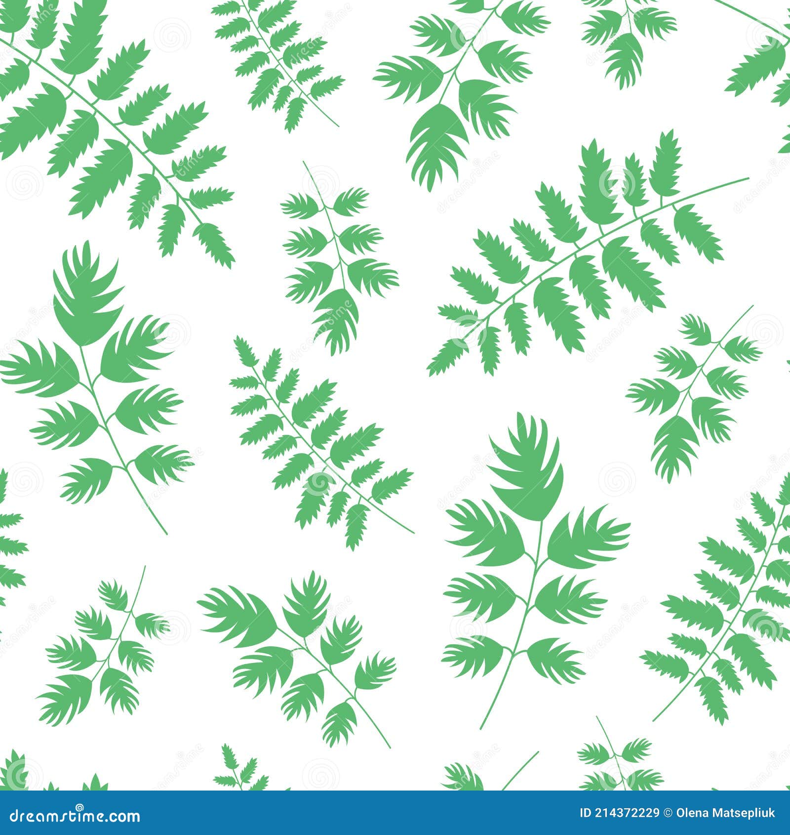 Seamless Pattern with Green Leaves, Herbal Background with Leaves and ...