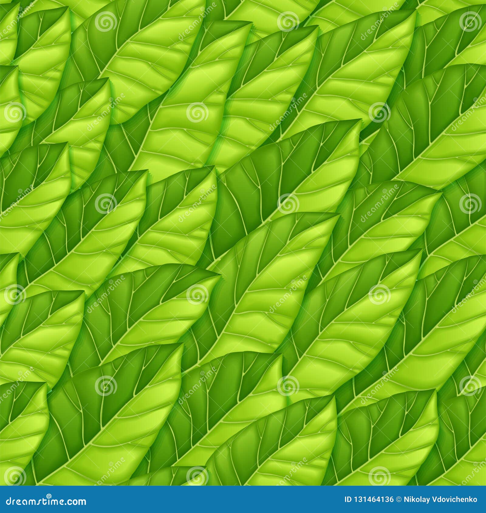 Seamless Pattern from Green Leaves. Repeating Vector Pattern of Lettuce ...