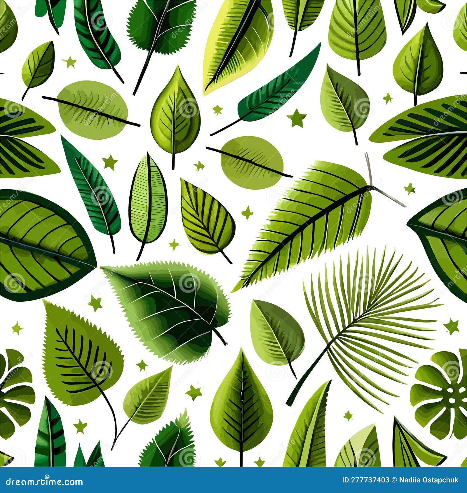 Seamless Pattern with Green Leaves Stock Vector - Illustration of ...