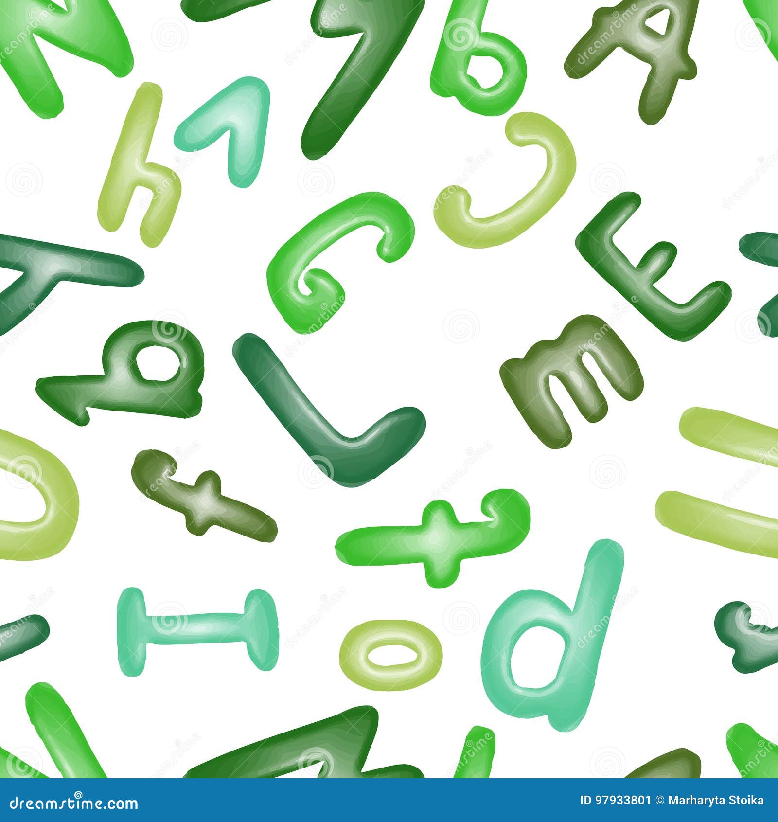 Seamless Pattern with Green Letters. Wallpaper with ABC. Stock Vector ...