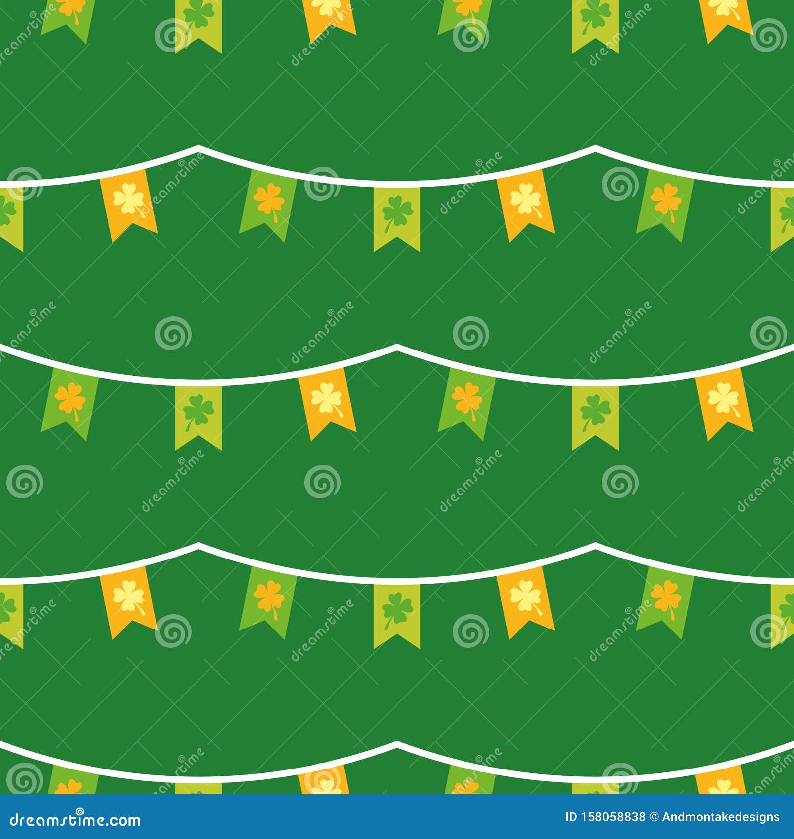 Seamless Pattern with Green and Orange Flags Stock Vector ...