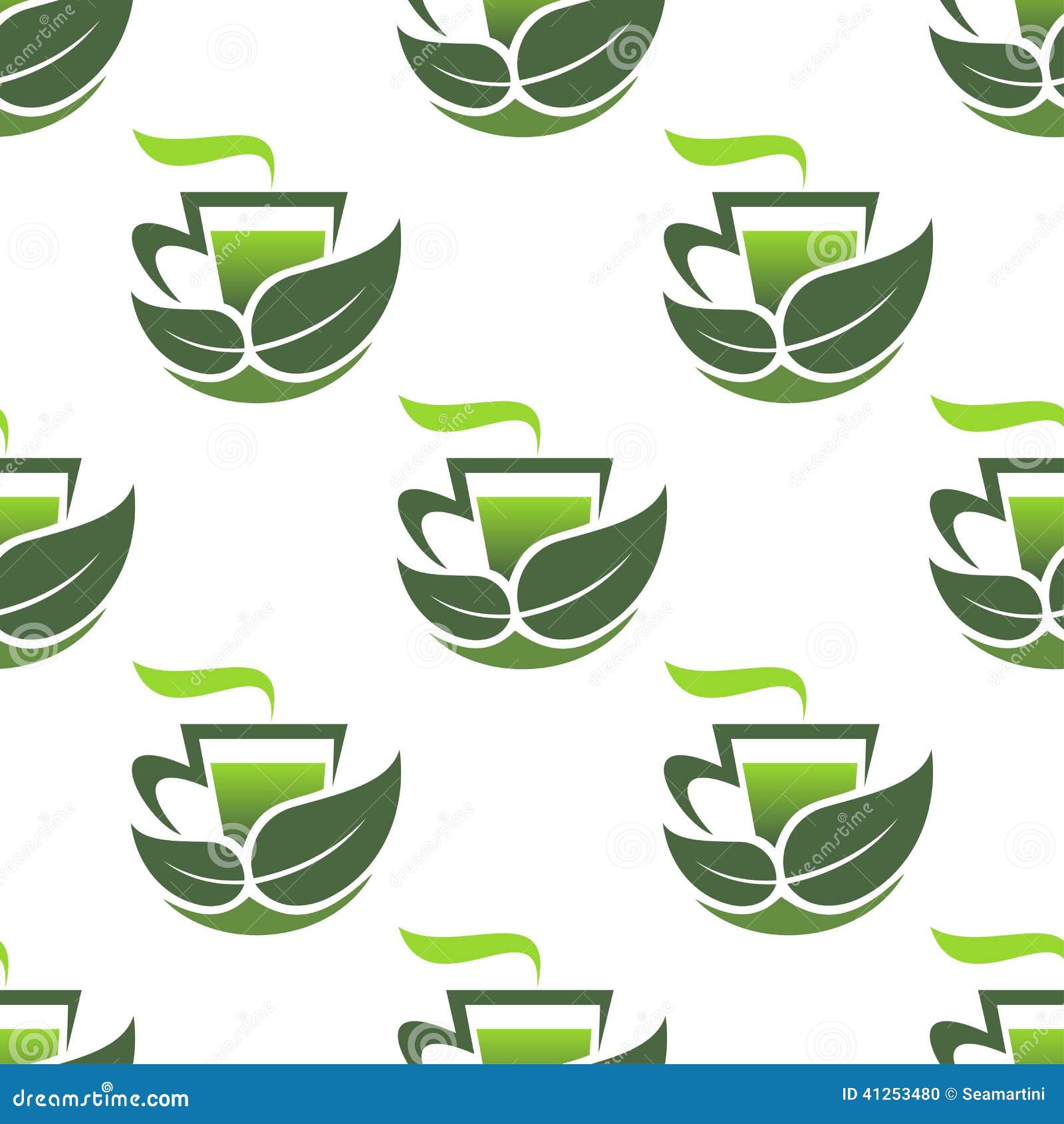 Seamless Pattern of Green Organic Tea Stock Vector - Illustration of ...