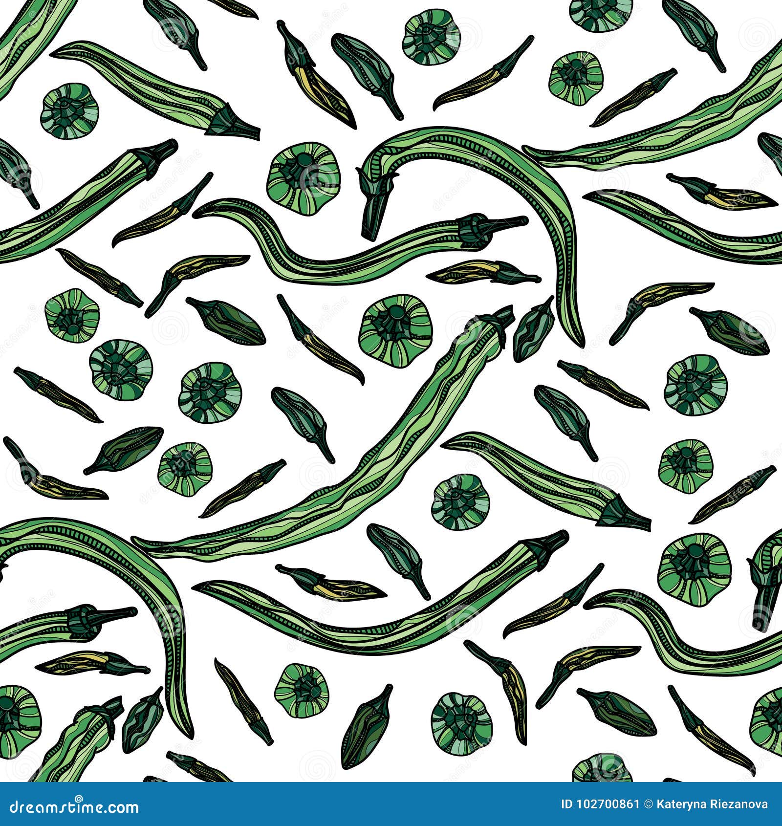 Seamless Pattern with Green Peppers. Stock Vector - Illustration of ...