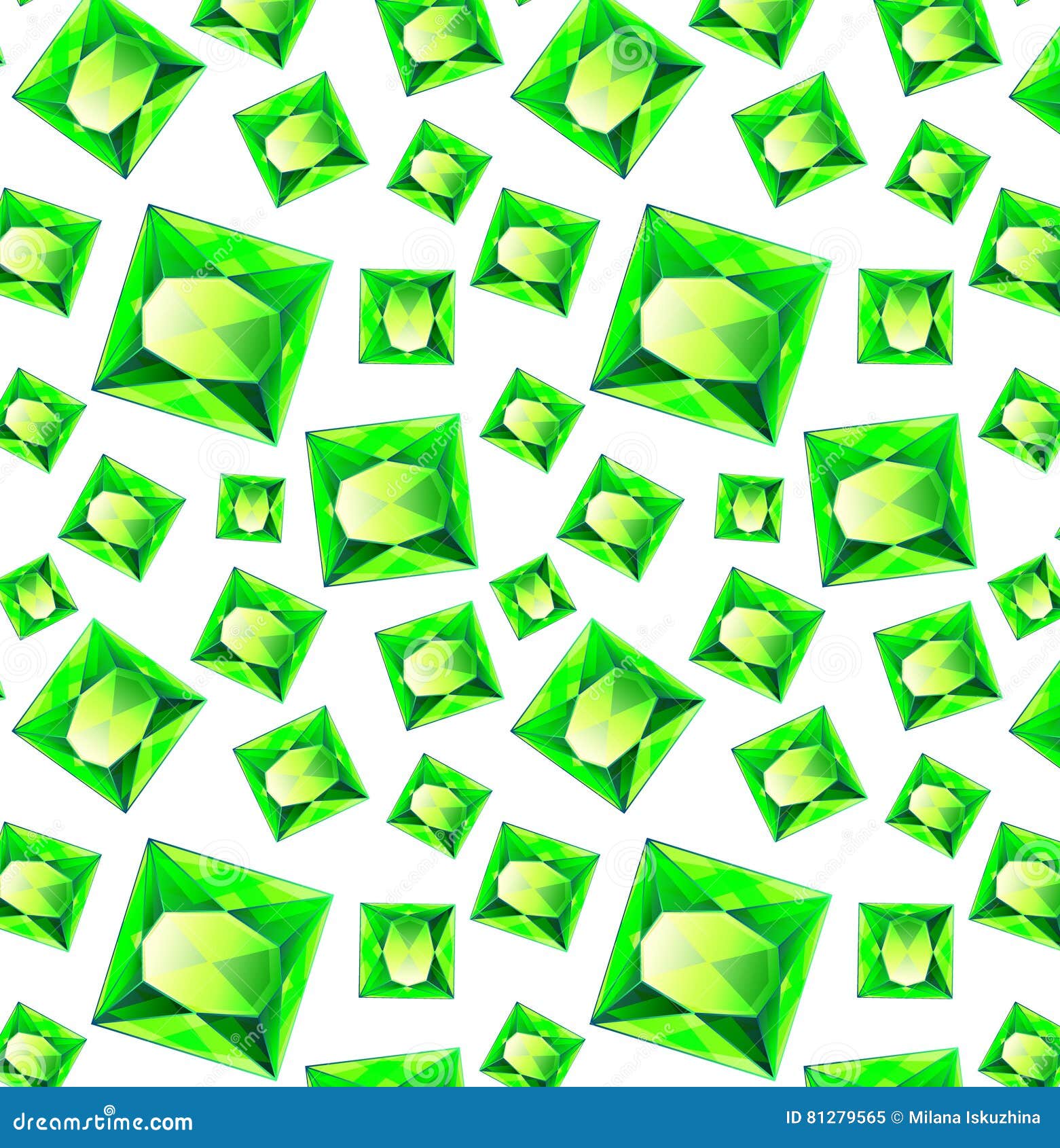Seamless Pattern with Green Precious Gem Emerald in Flat Style ...