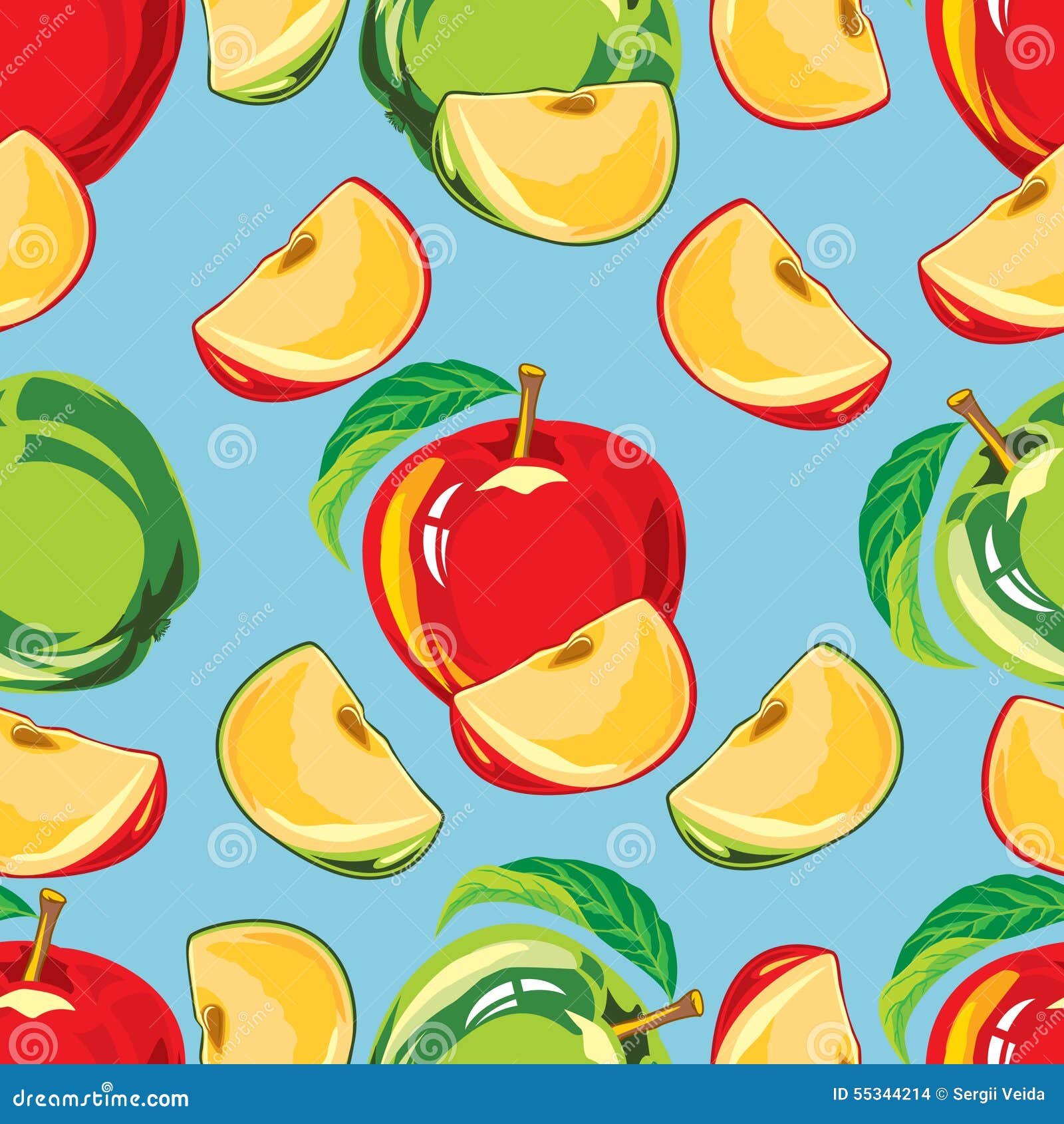 Seamless Pattern Of Green And Red Apple Stock Vector Illustration Of