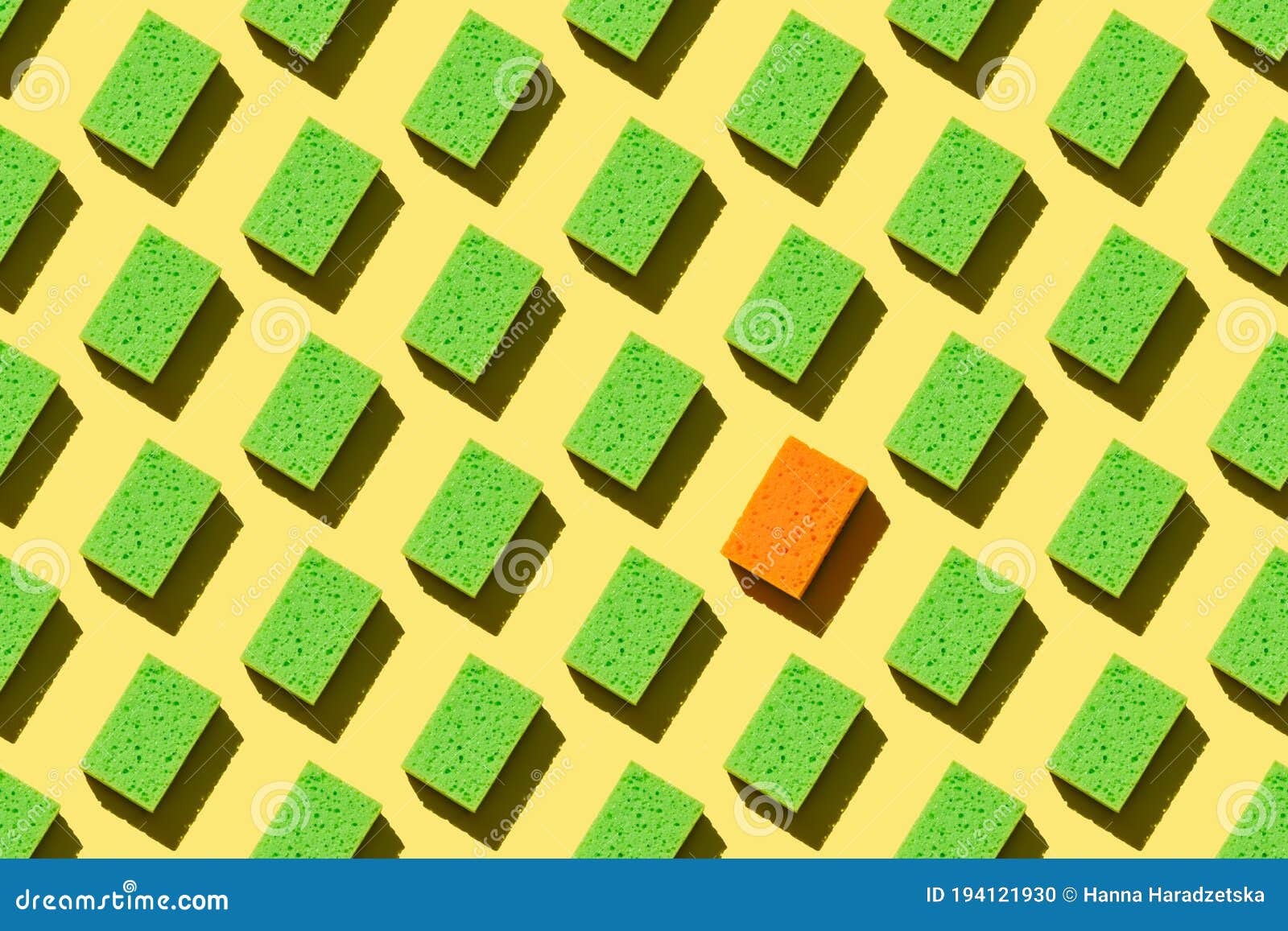 Seamless Pattern Green Sponges for Washing Dishes on a Yellow ...