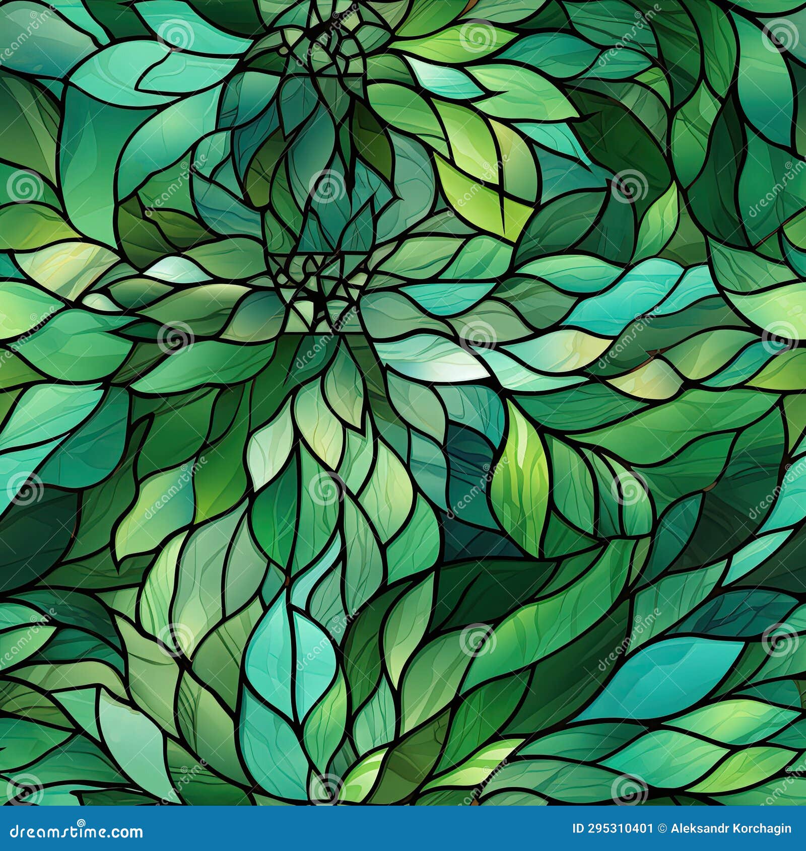 Seamless Pattern with Green Stained Glass Window Texture Stock Image ...