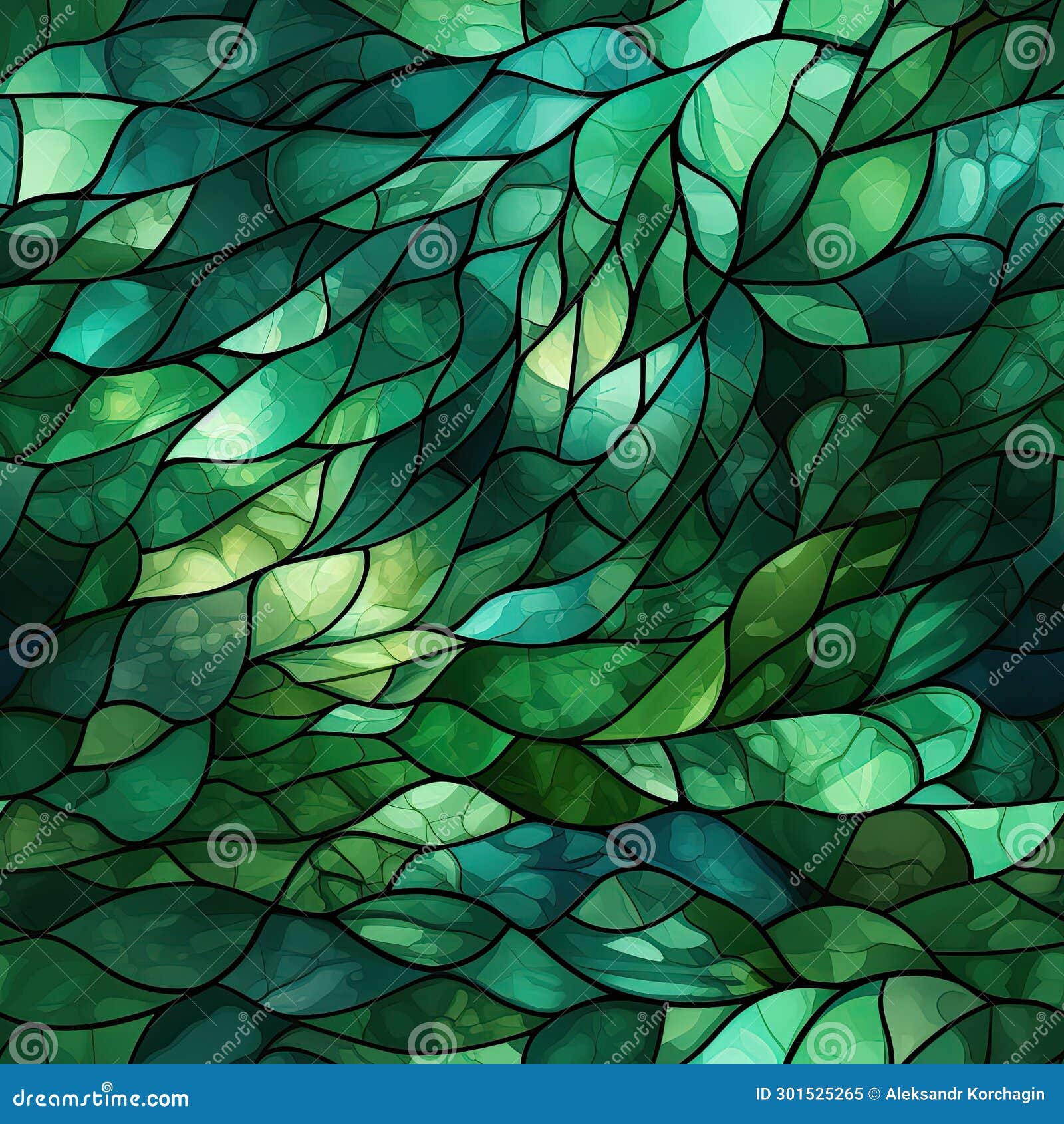 Seamless Pattern with Green Stained Glass Window Texture Stock ...