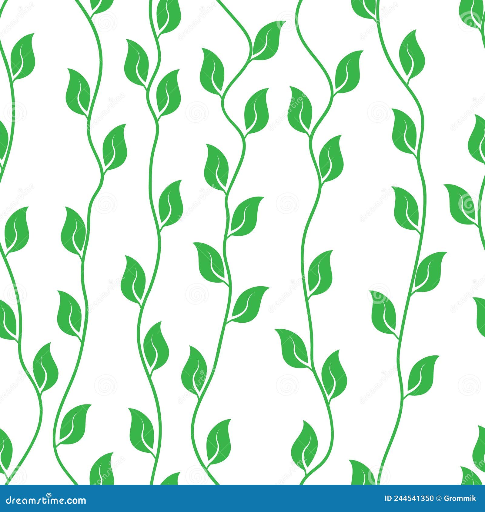 Seamless Pattern of Green Stems and Leaves. Vector Pattern for Textures ...