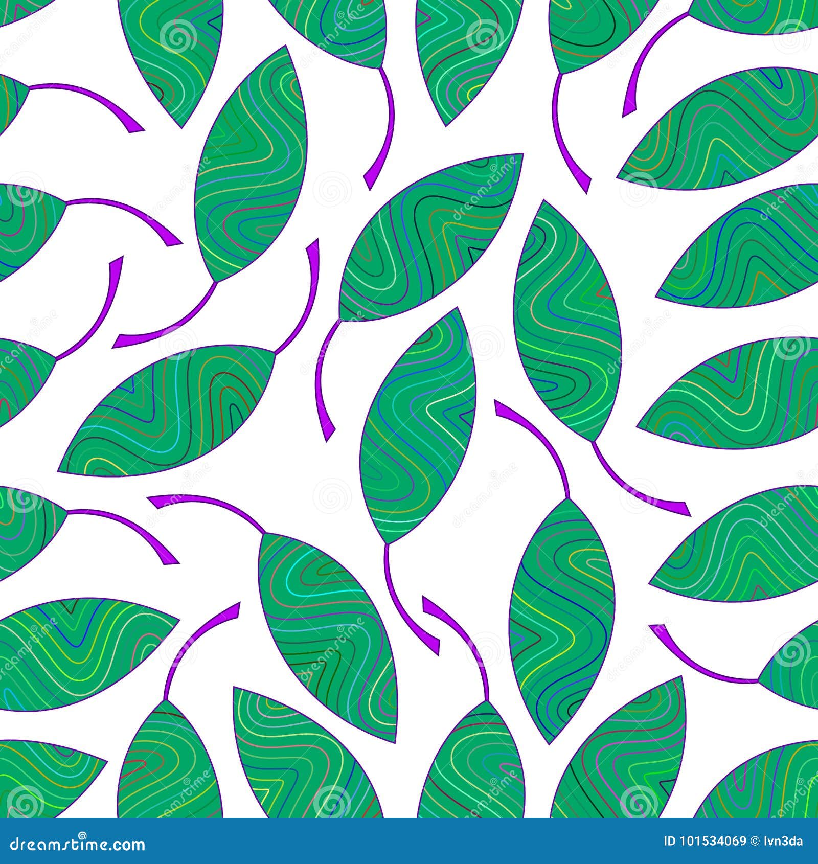Seamless Pattern of Green Striped Leaves Stock Vector - Illustration of ...