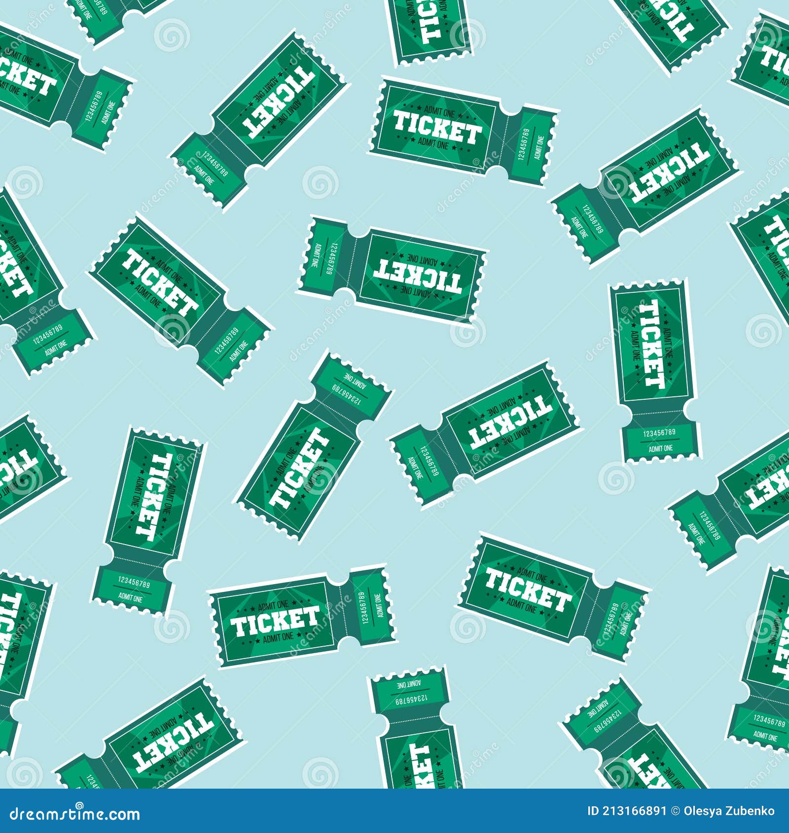 Seamless Pattern with Green Tickets on a Blue Background. Vector ...