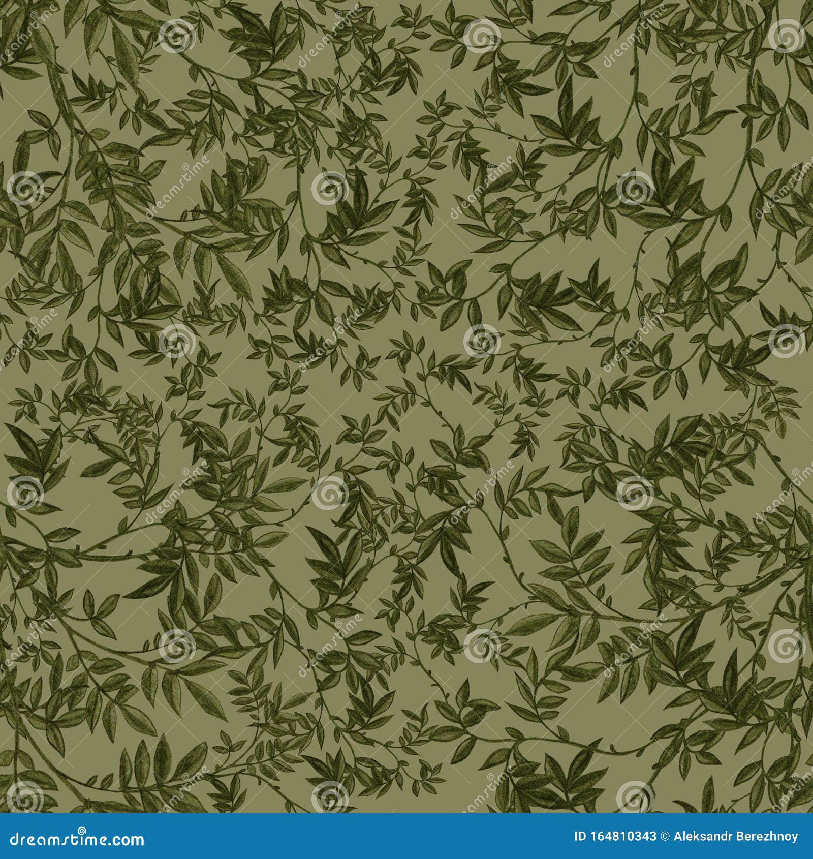 Seamless Pattern Green Leaves Floral Texture 3 Stock Illustration ...