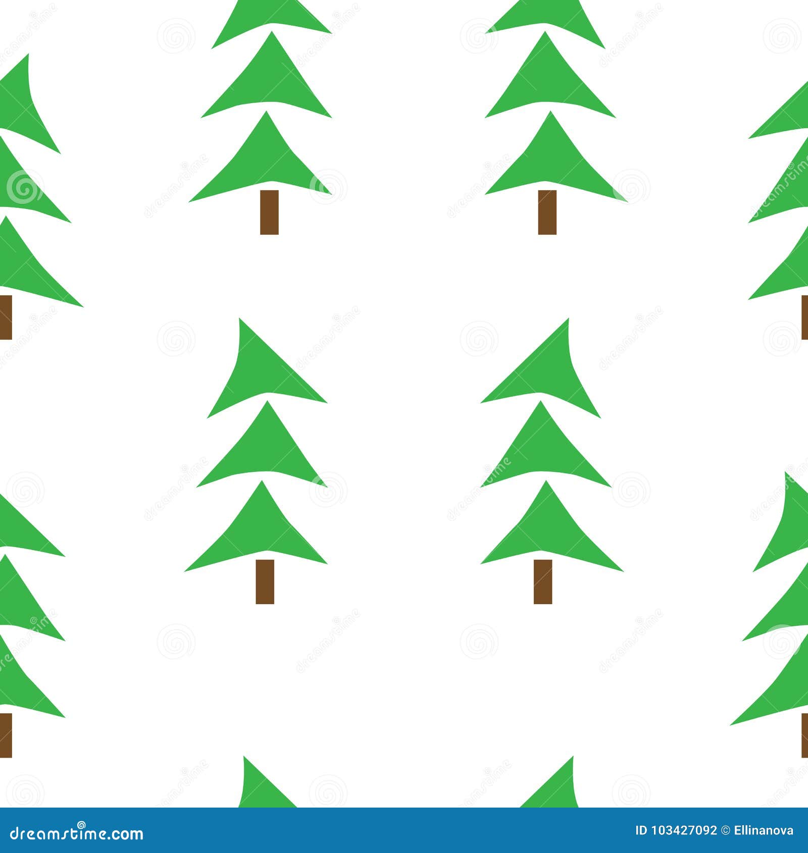 Seamless Pattern with Green Tree on the White Background Stock Vector ...