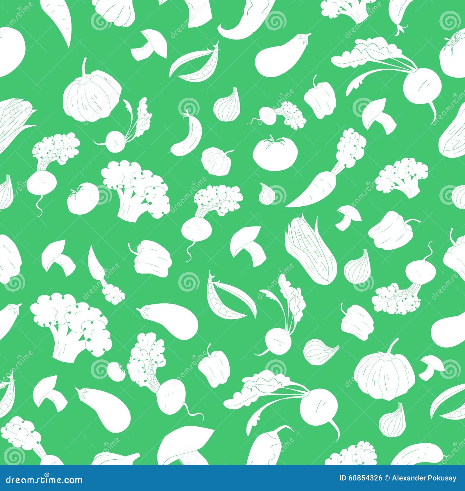 Seamless Pattern Green Vegetables Background Stock Vector ...