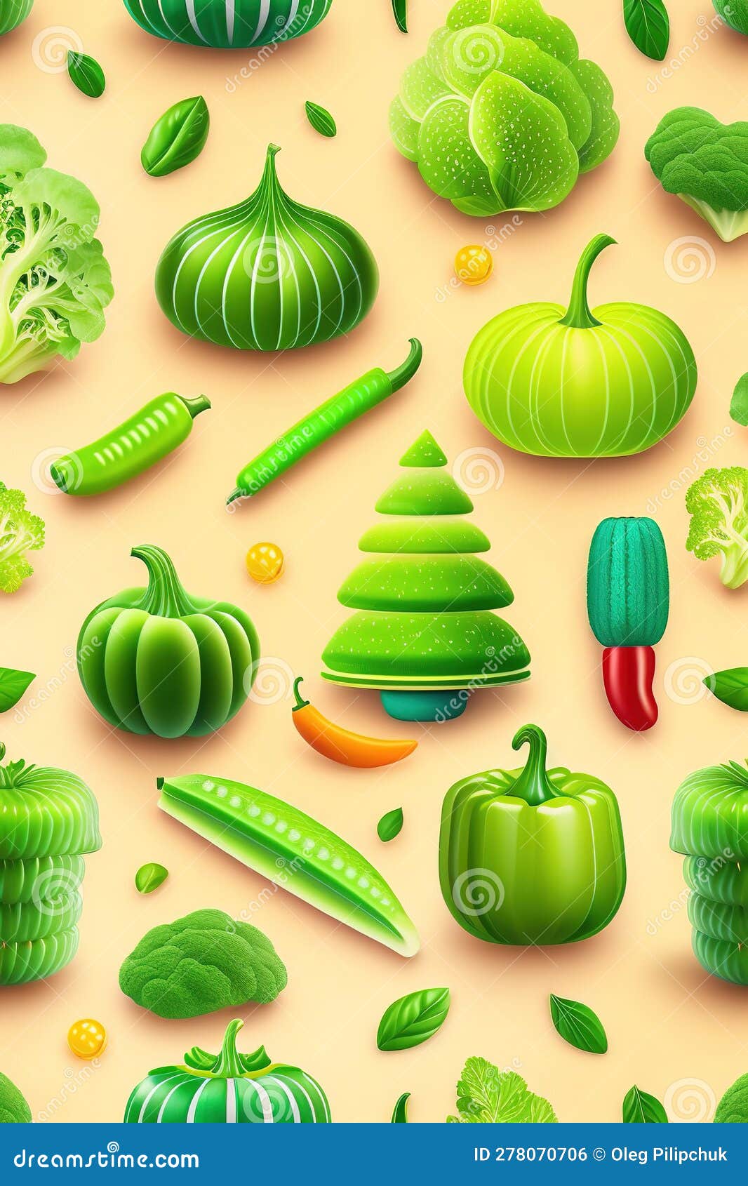 Seamless Pattern of Green Vegetables Stock Illustration - Illustration of seamless, brocoli ...