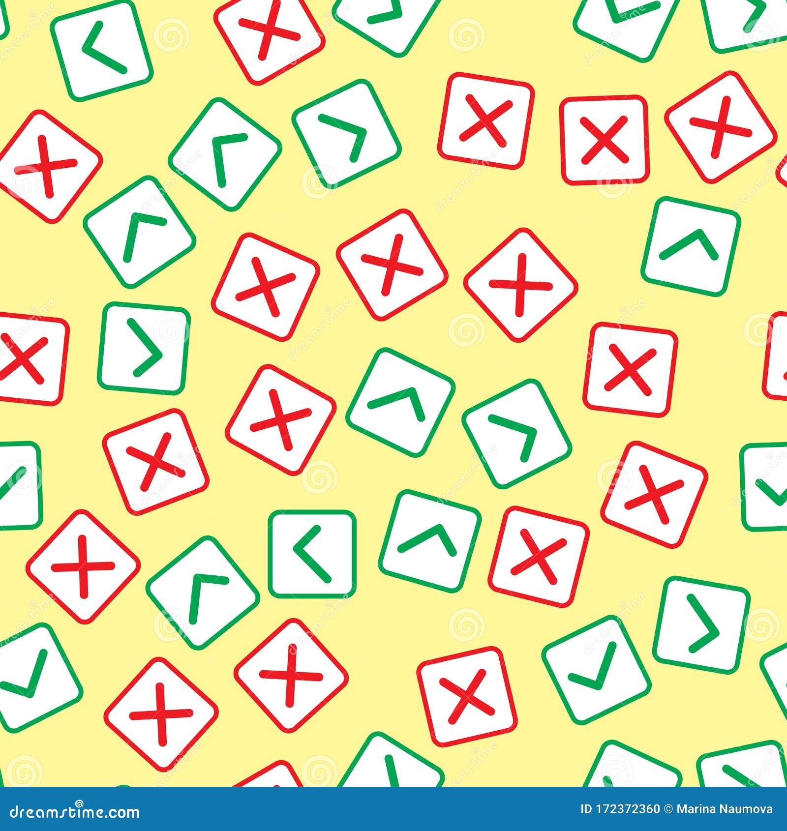 Seamless Pattern with Green Yes Checkbox and Red NO Checkbox Stock ...
