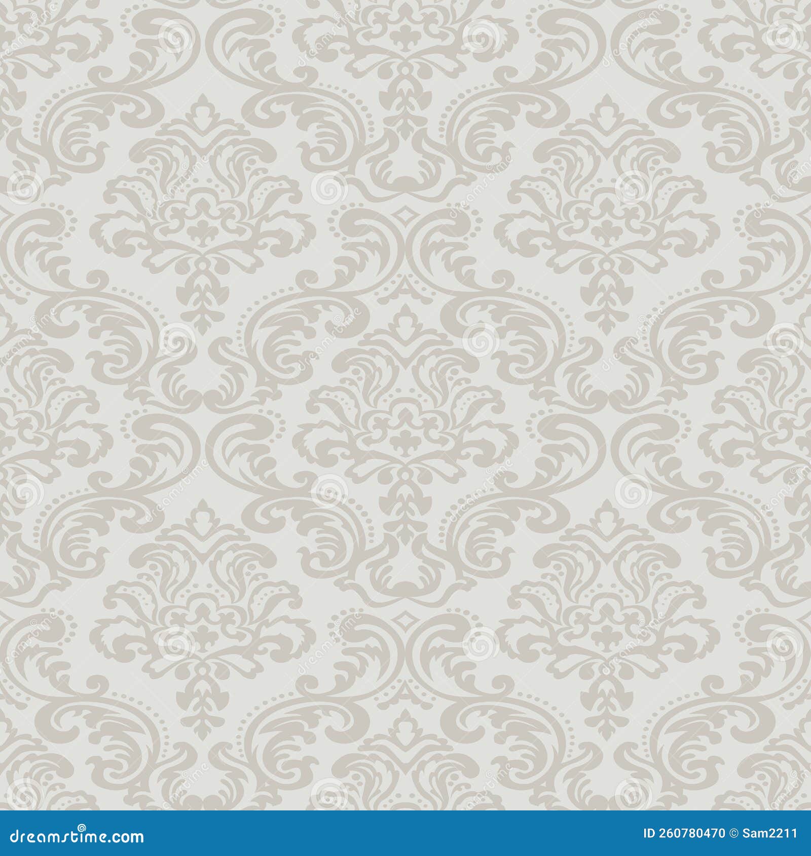 Seamless Pattern Grey Damask Wallpaper. Stock Vector - Illustration of ...