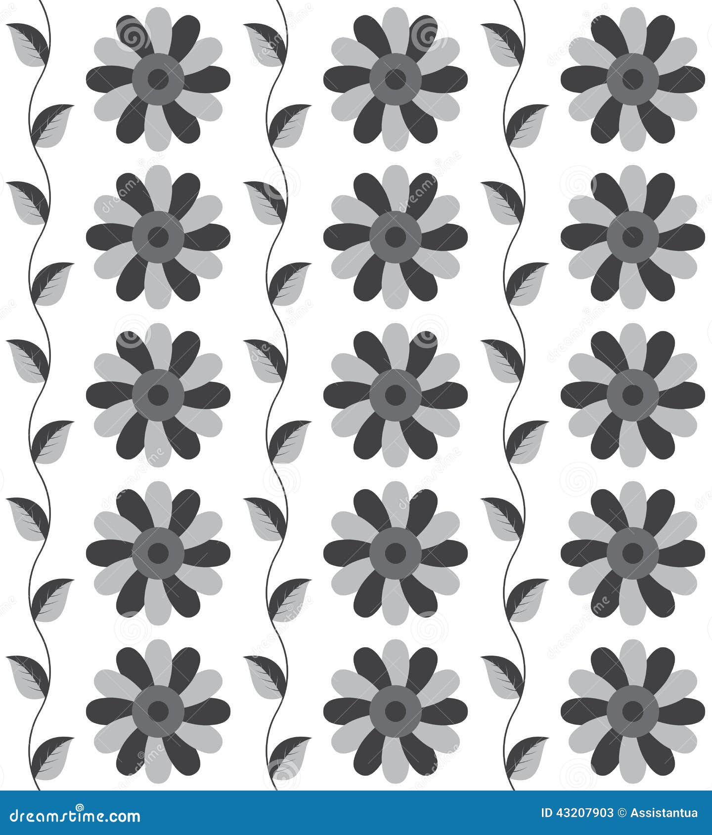 Seamless Pattern the Grey Flower Pattern for Background. Vector Stock ...
