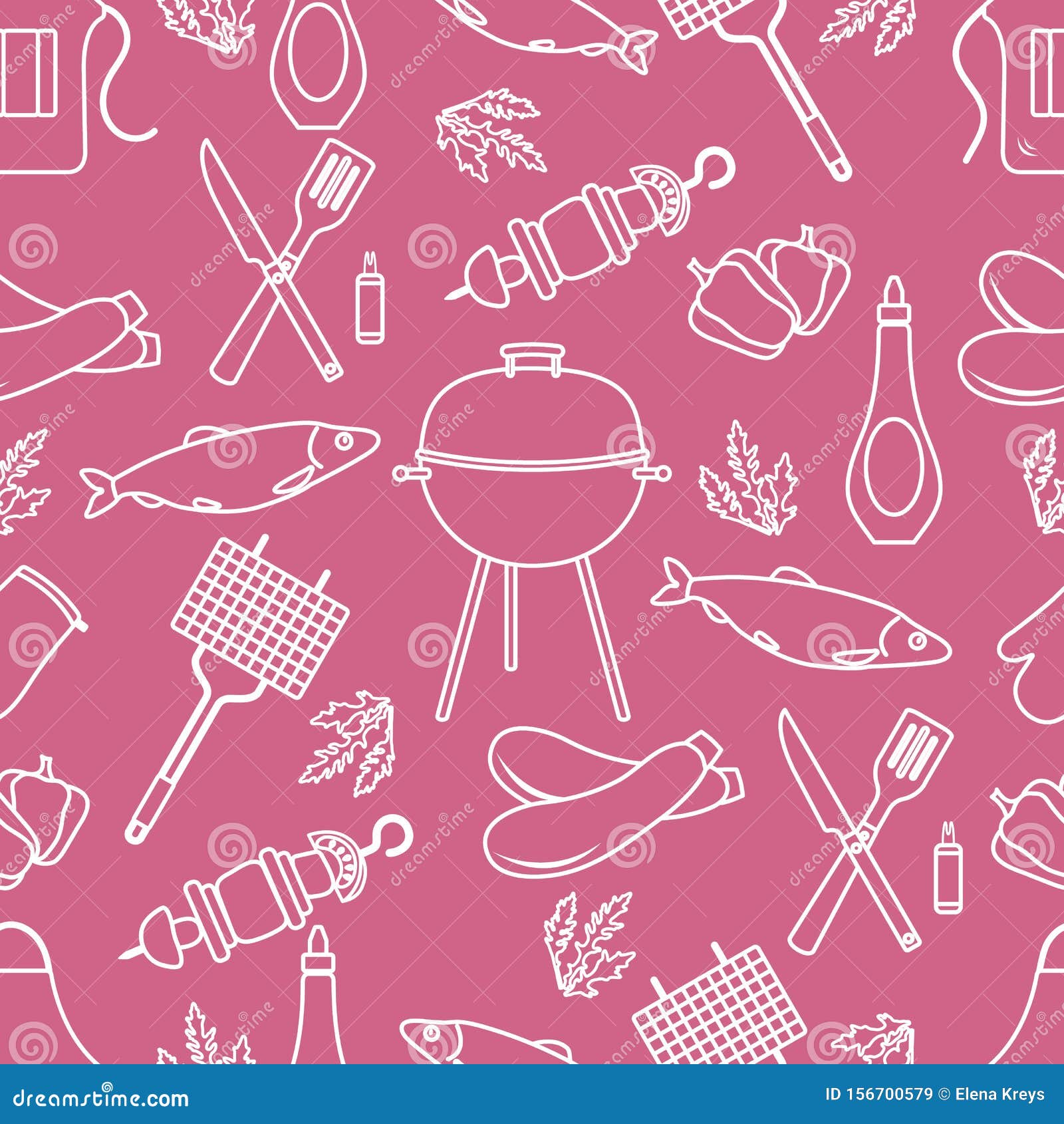 Seamless Pattern with Grill, Barbecue Tools. BBQ Stock Vector ...