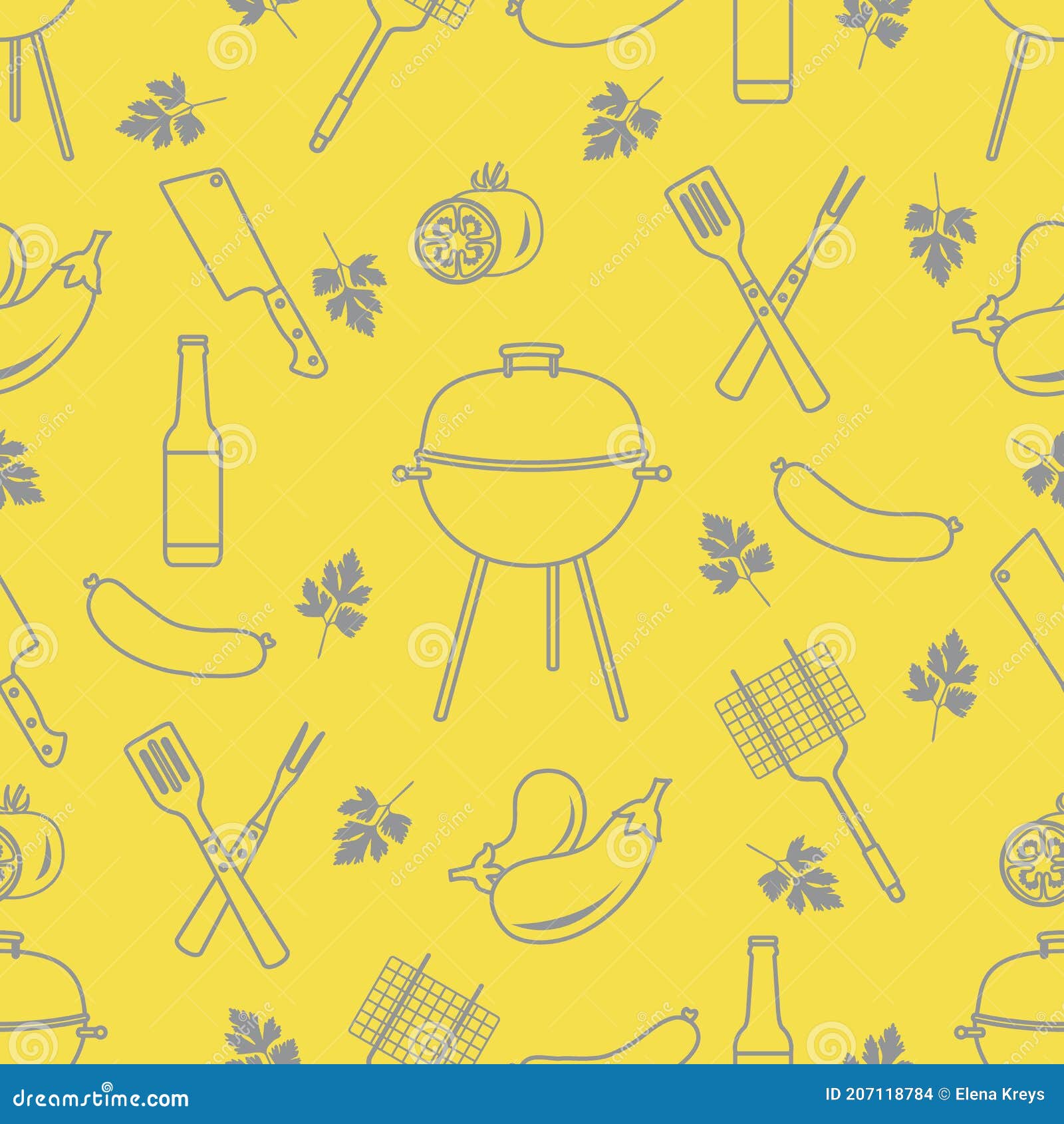 Seamless Pattern with Grill, Barbecue Tools. BBQ Stock Vector ...