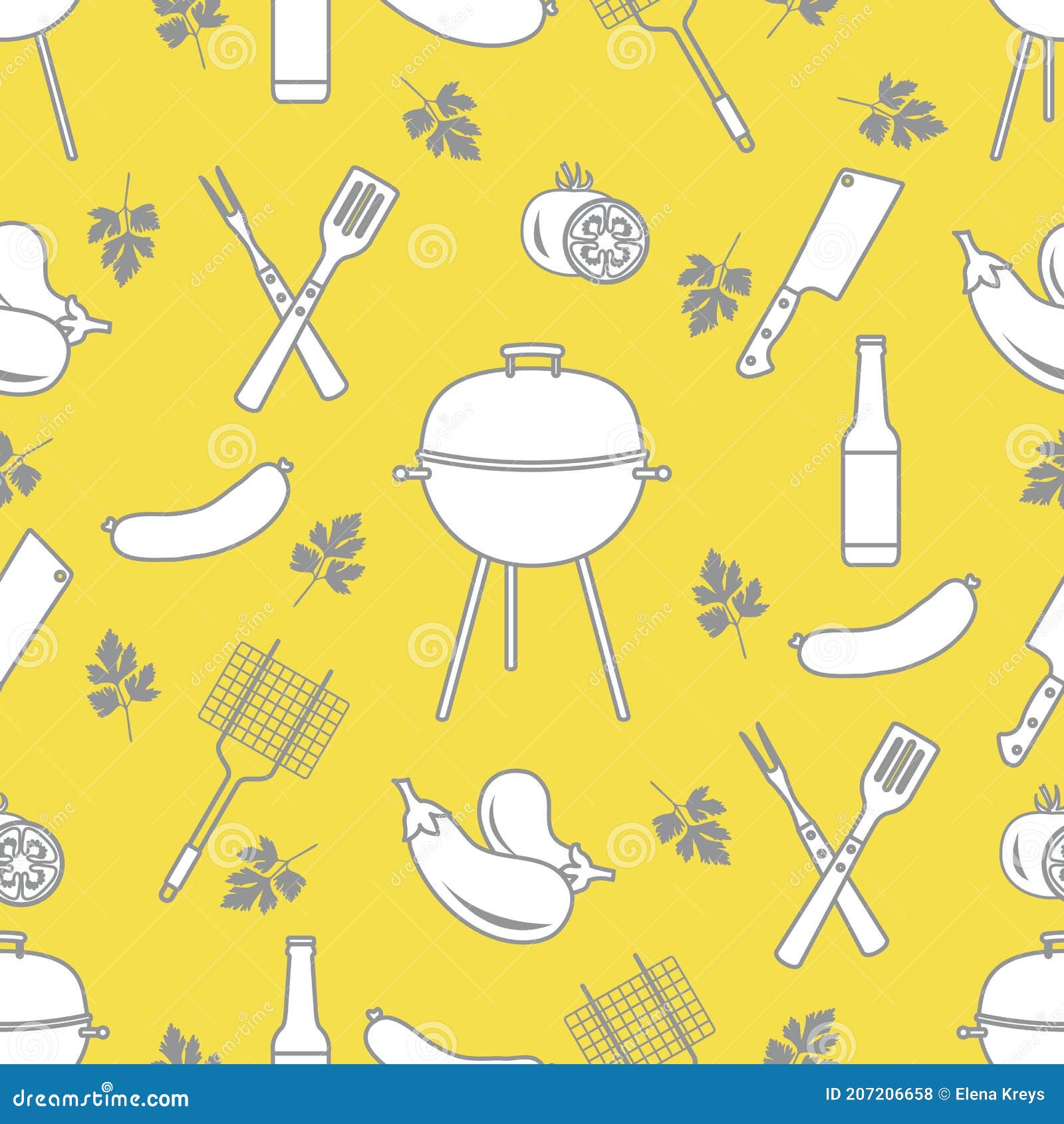 Seamless Pattern with Grill, Barbecue Tools. BBQ Stock Vector ...