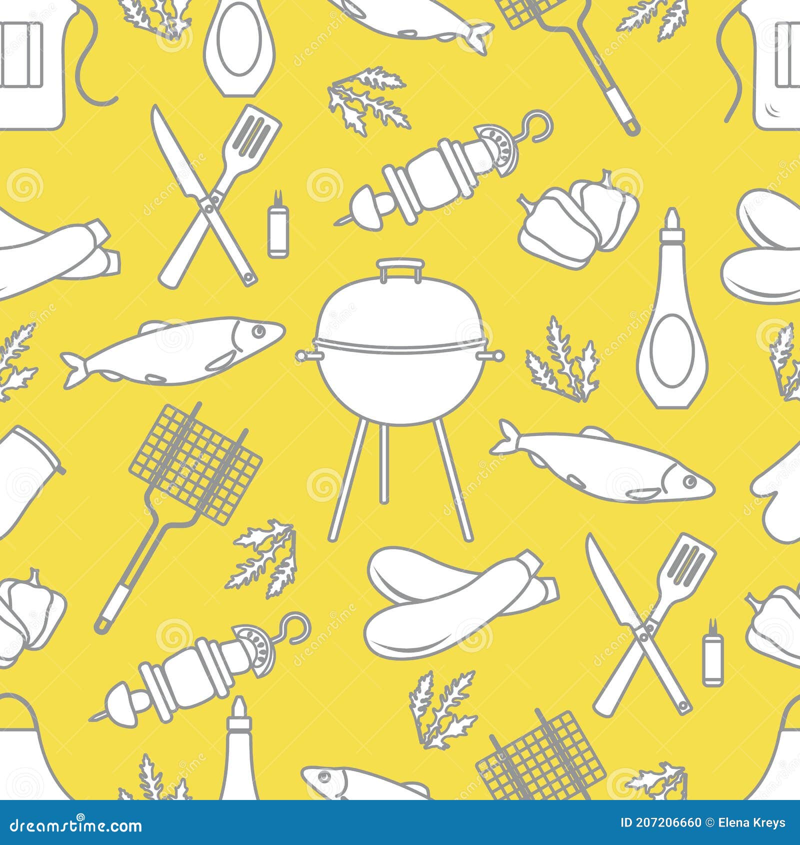 Seamless Pattern with Grill, Barbecue Tools. BBQ Stock Vector ...