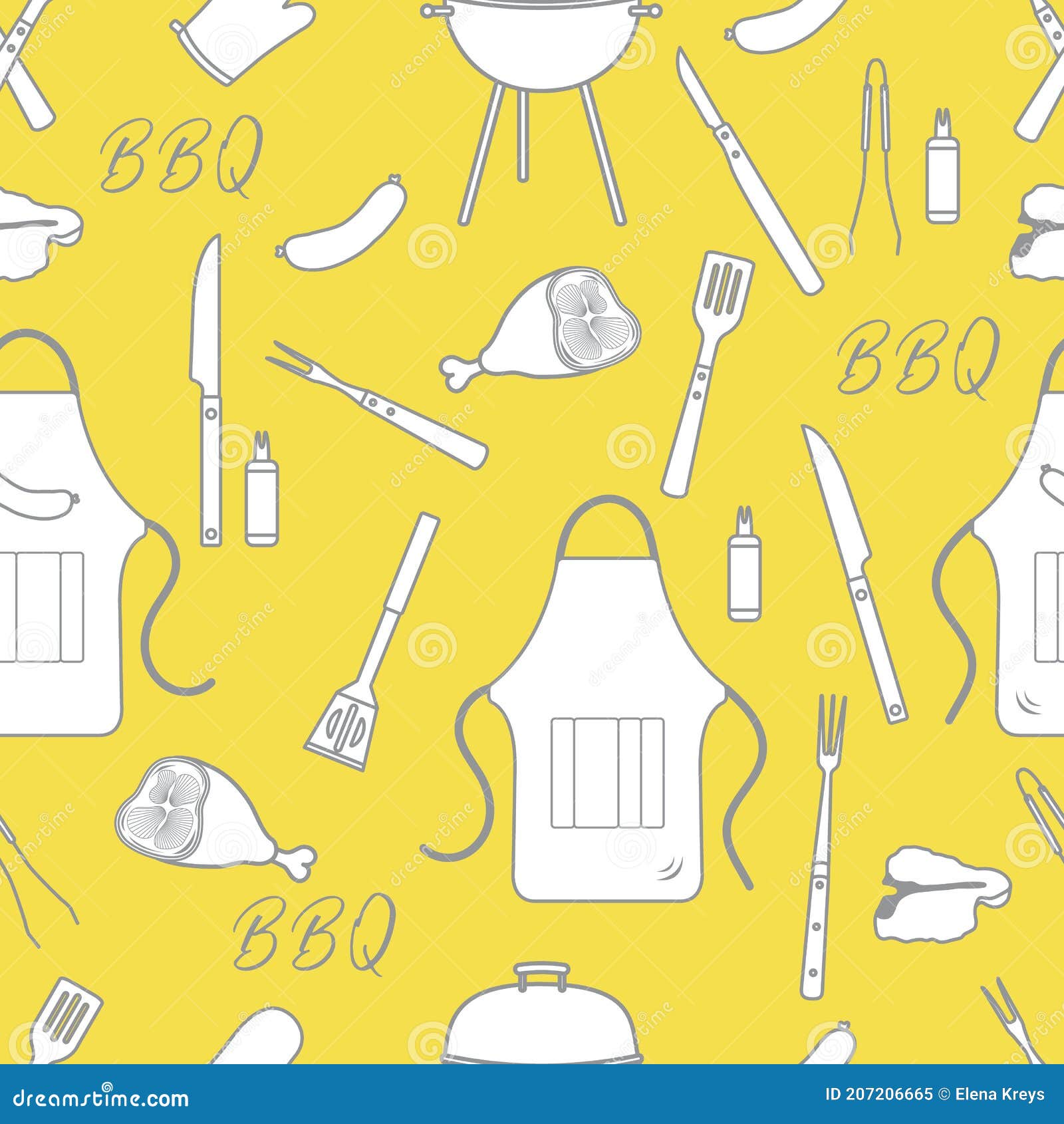 Seamless Pattern with Grill, Barbecue Tools. BBQ Stock Vector ...