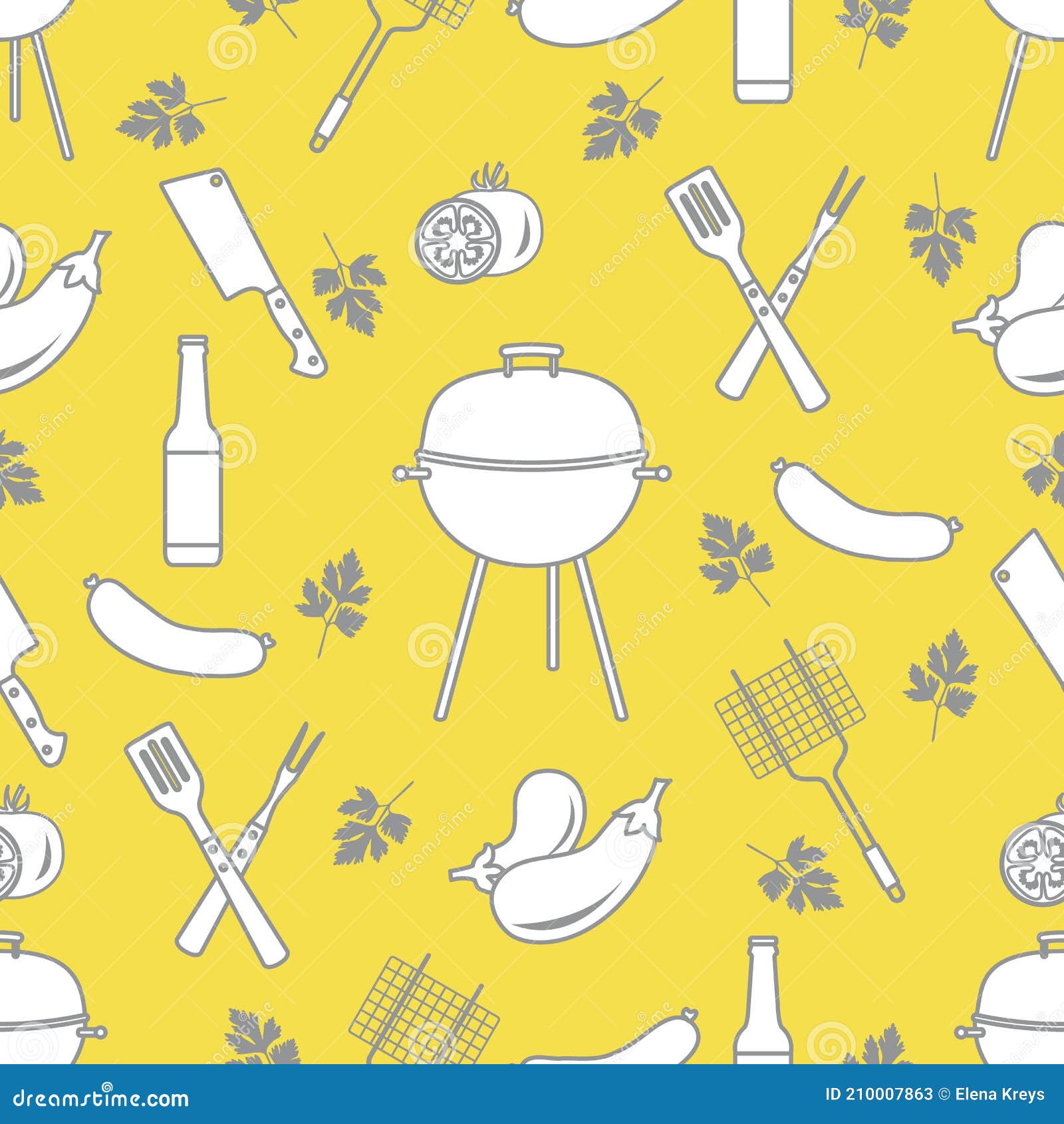 Seamless Pattern with Grill, Barbecue Tools. BBQ Stock Vector ...