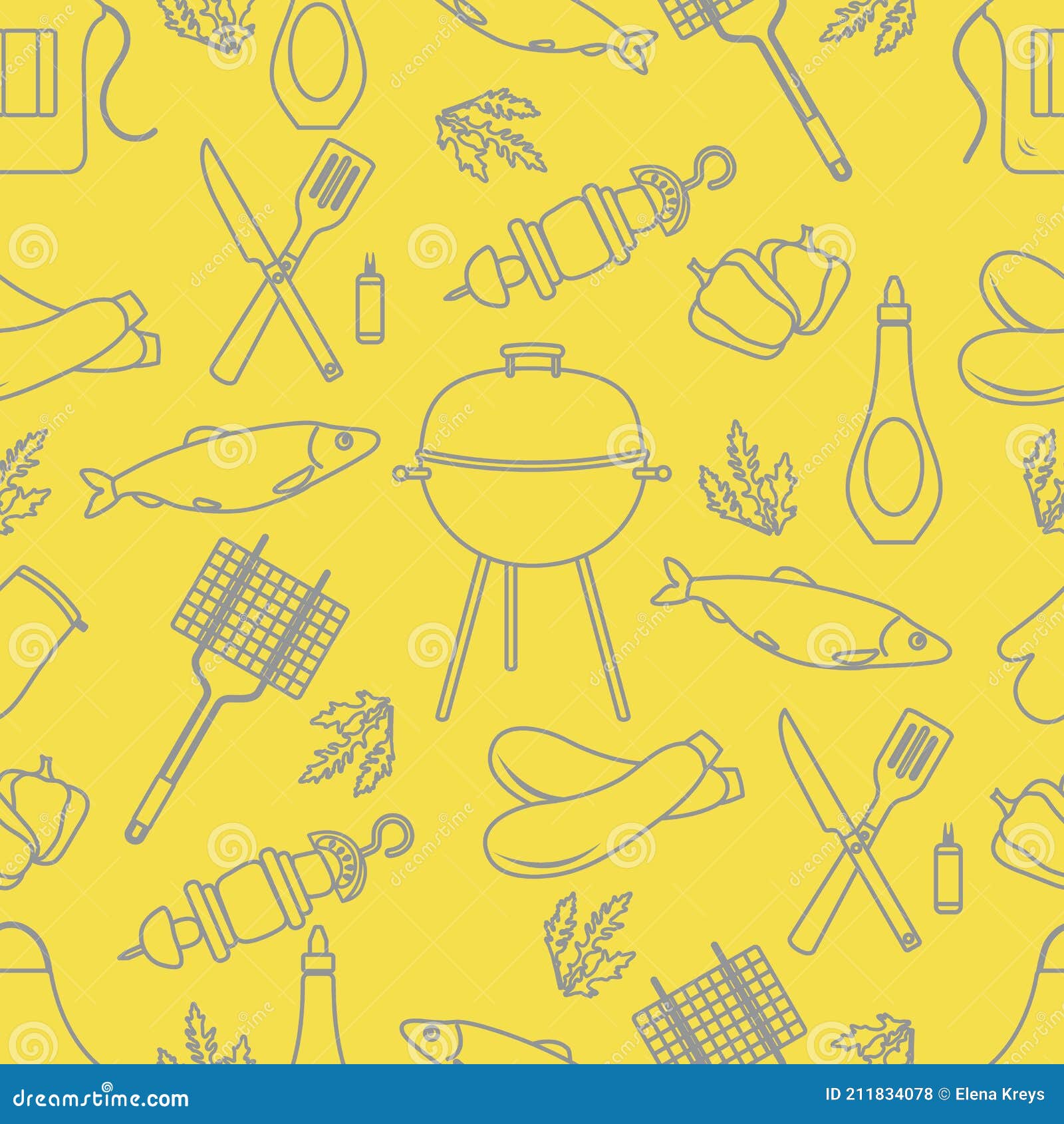 Seamless Pattern with Grill, Barbecue Tools. BBQ Stock Vector ...