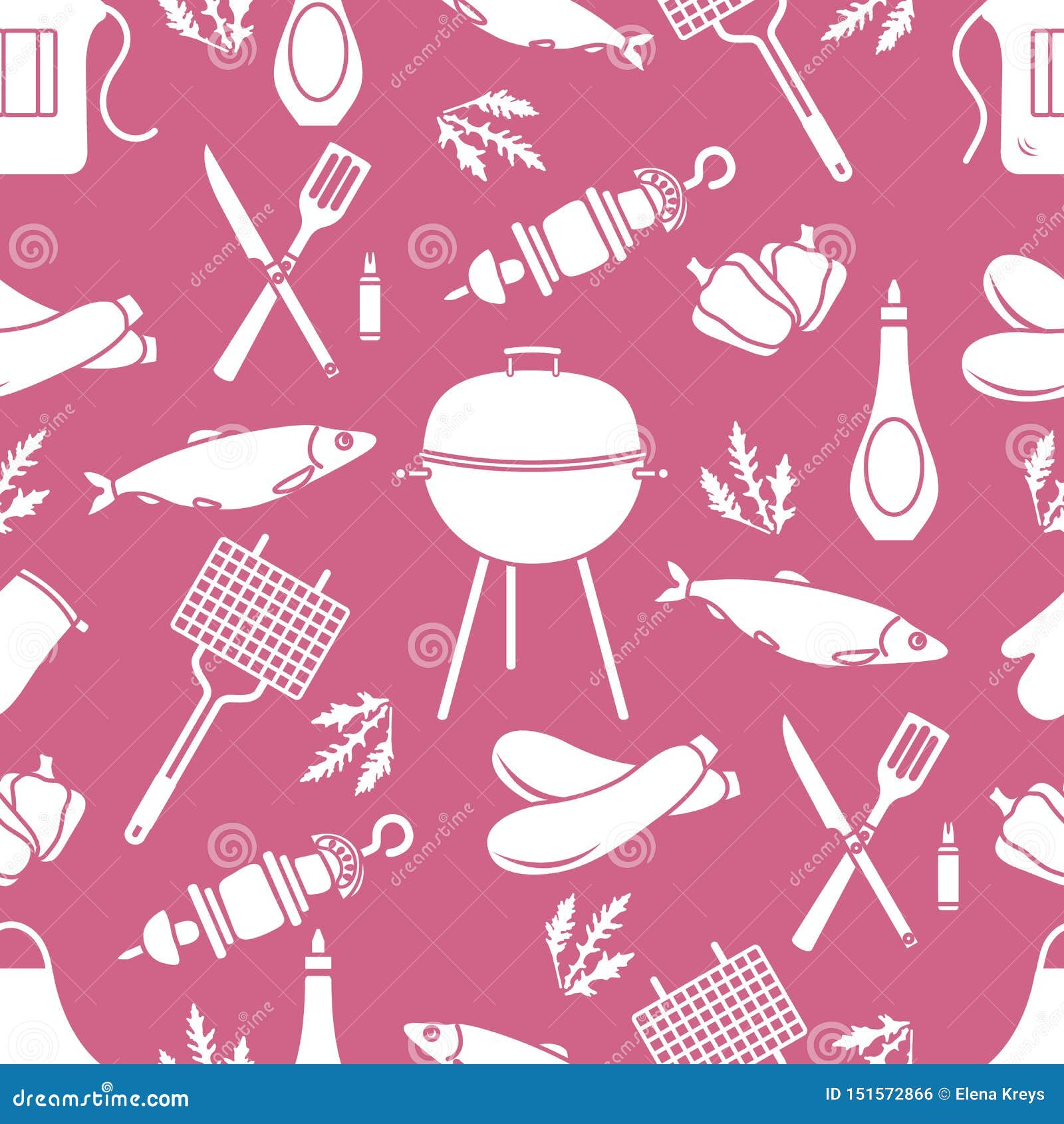 Seamless Pattern with Grill, Barbecue Tools. BBQ Stock Vector ...