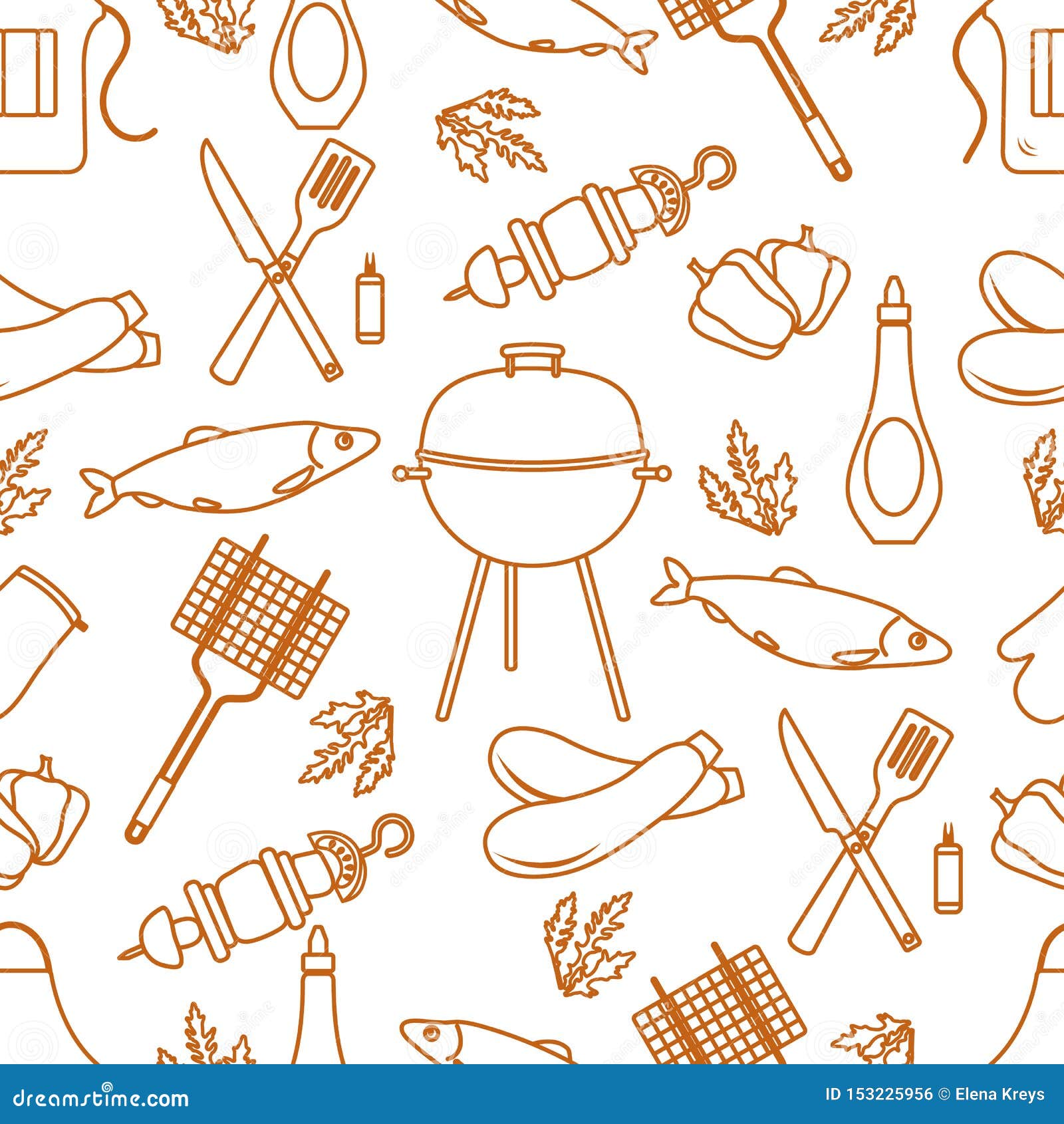 Seamless Pattern with Grill, Barbecue Tools. BBQ Stock Vector ...