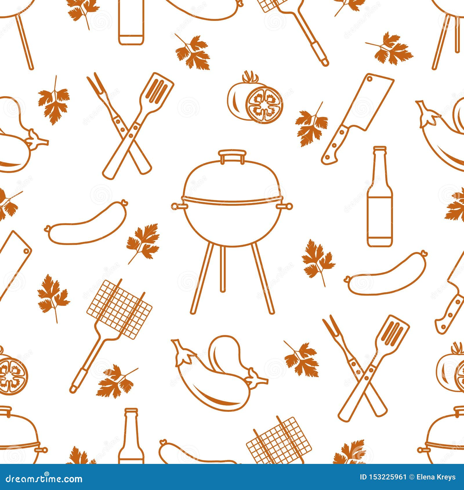 Seamless Pattern with Grill, Barbecue Tools. BBQ Stock Vector ...