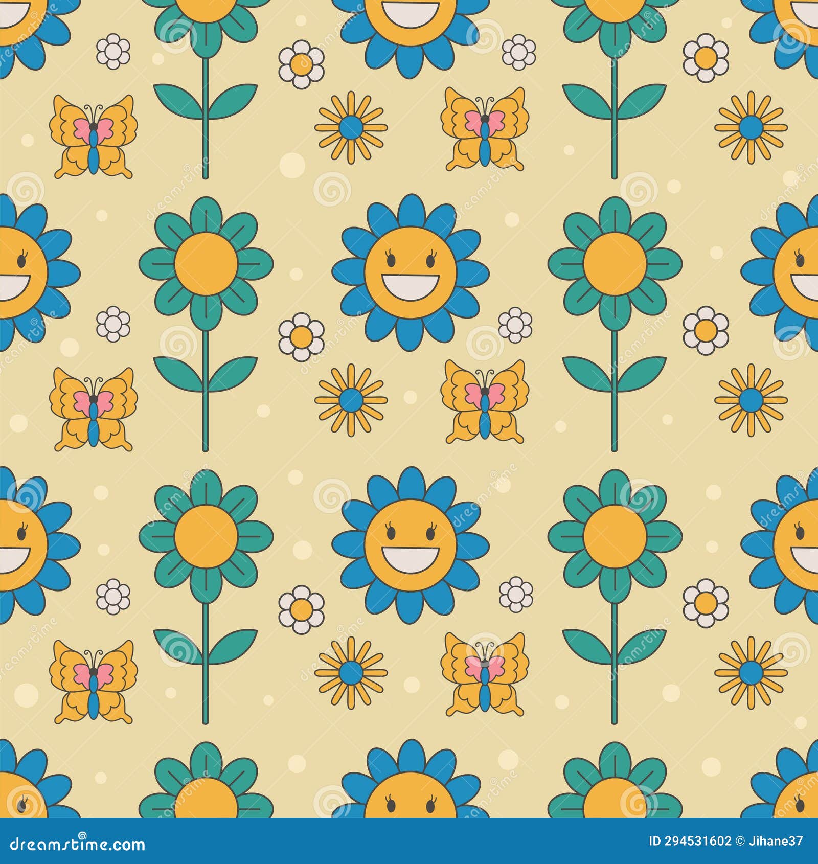 Set Of Groovy Flowers Emoticons, Emoji. Retro Groove Design 70s Style. Icons, Stickers Vector ...