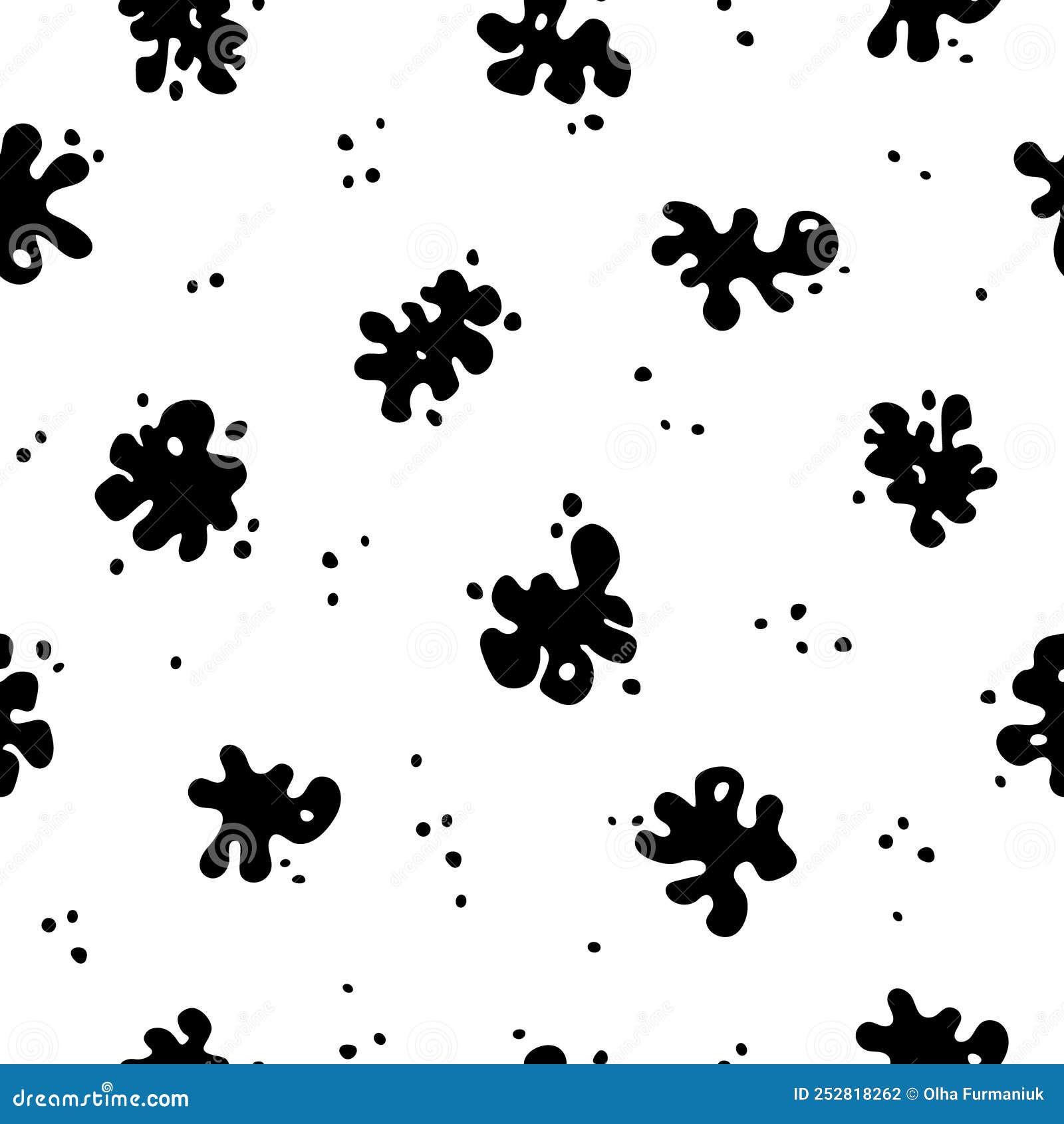 Seamless Pattern with Grunge Ink Blots,streaks,splashes,spots,dots ...
