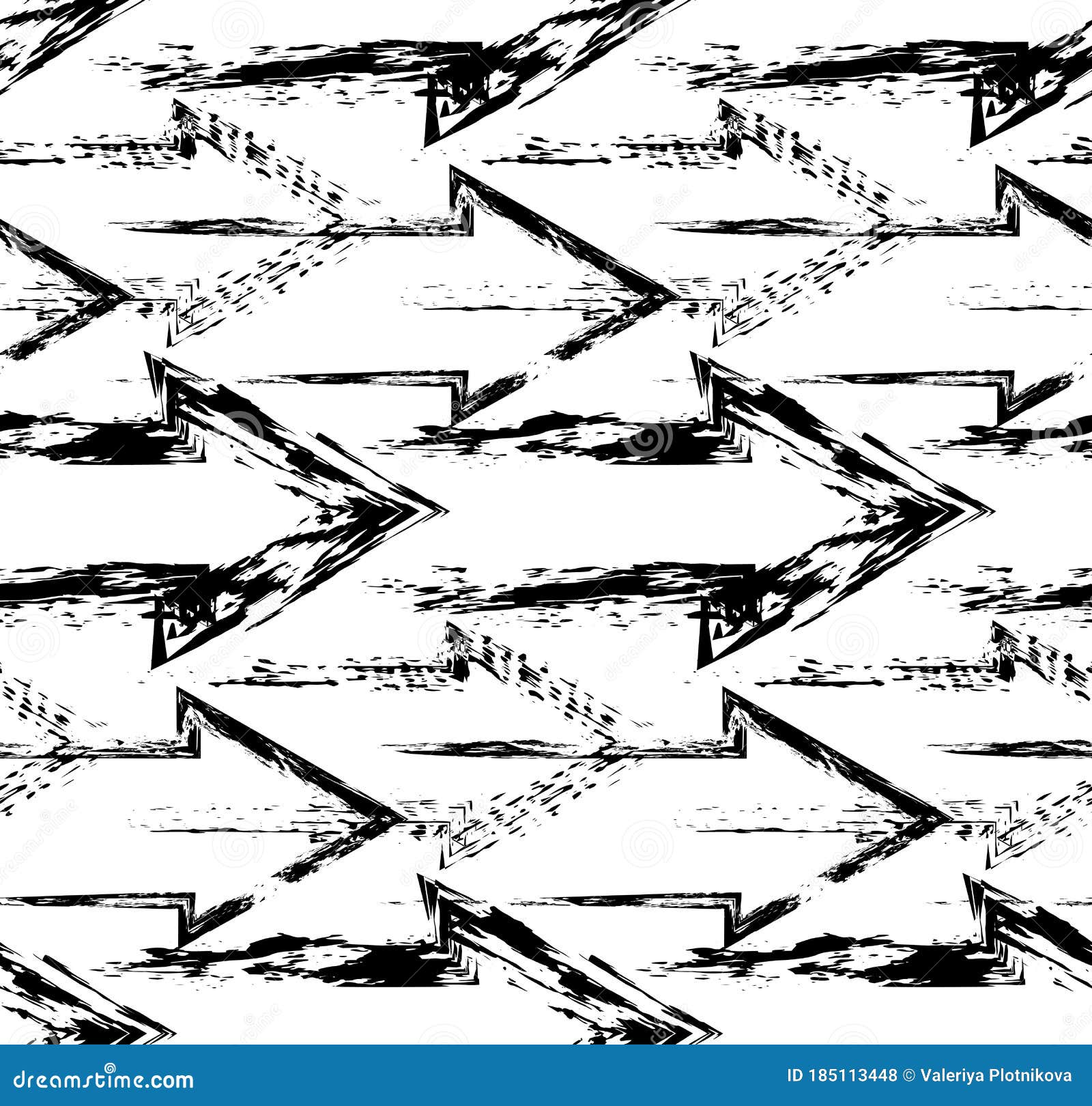 Seamless Pattern Of Grunge Right Arrows. Black Silhouette With Scuffs ...
