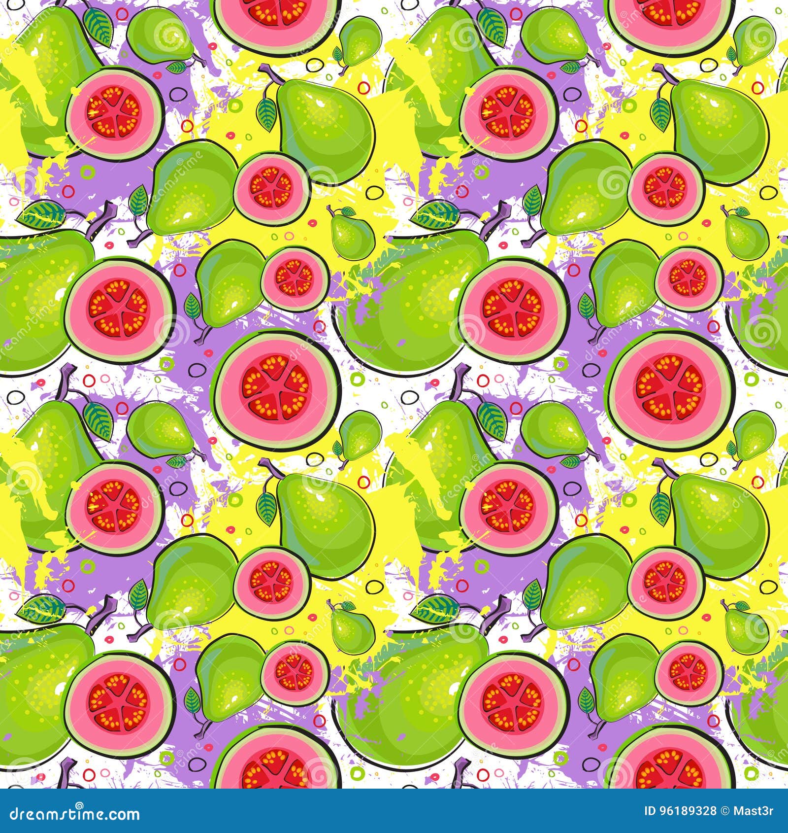 Seamless Pattern Guava Fruits Exotic Ornament Background Stock Vector ...