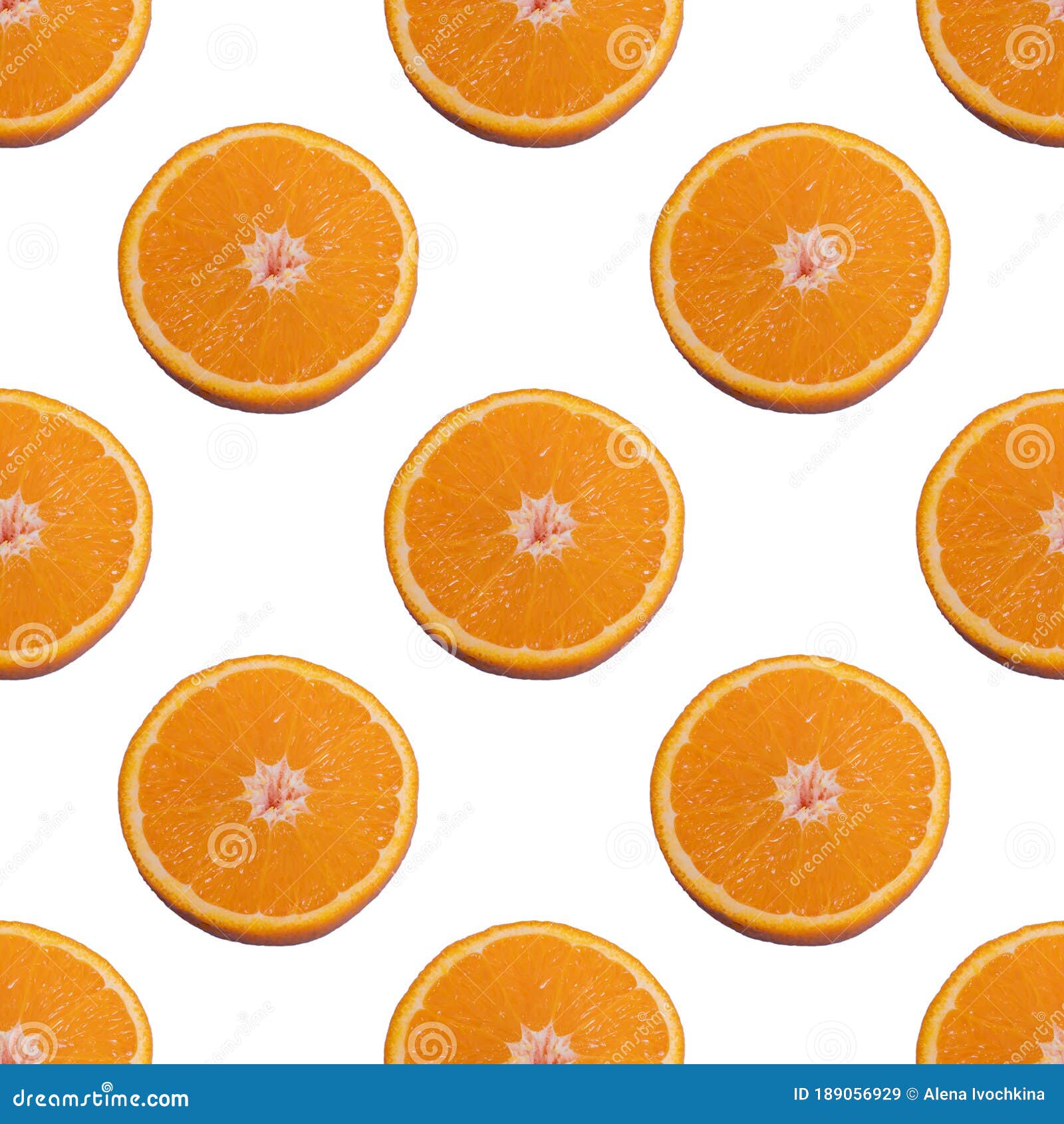 Seamless Pattern from Half an Orange Isolated on White Background ...