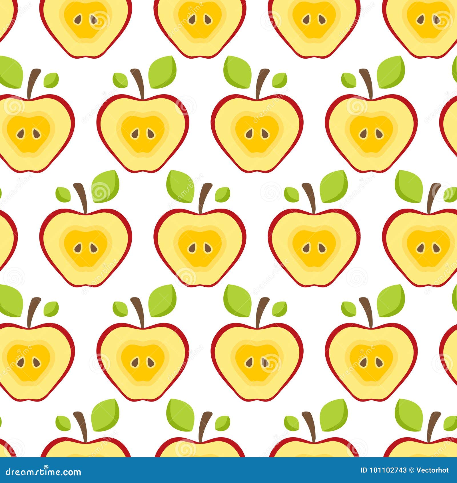 Seamless Pattern Half Red Apples. Fruit Background for Print Stock ...