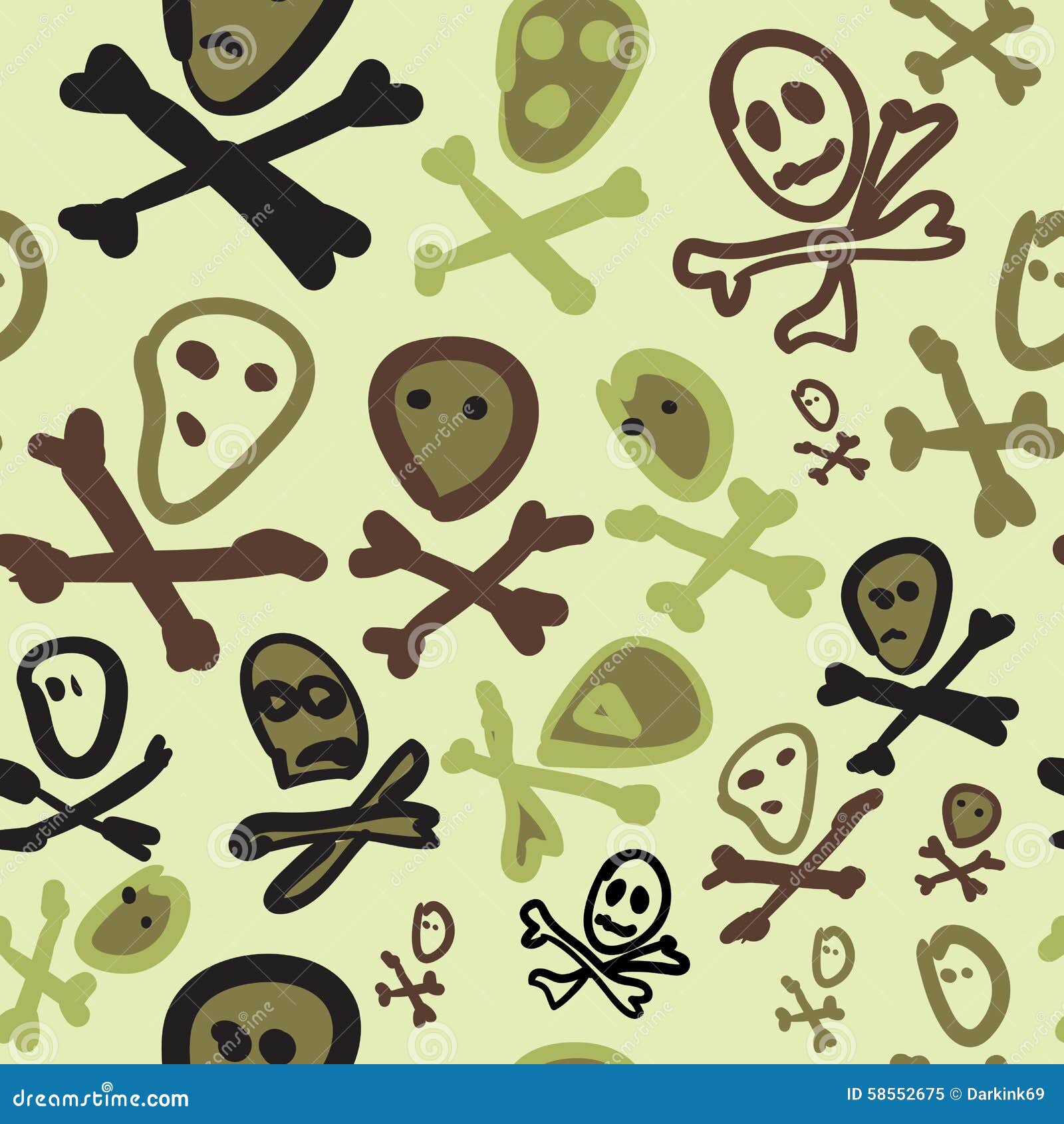 Seamless Pattern on a Halloween Bones Theme in Shades of Green Stock ...