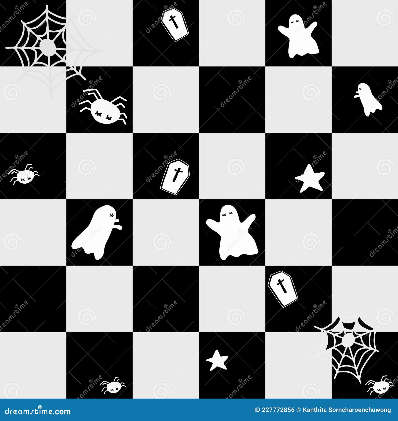 Seamless Pattern. Halloween Concept. a Cute Little Ghost Flies Around ...