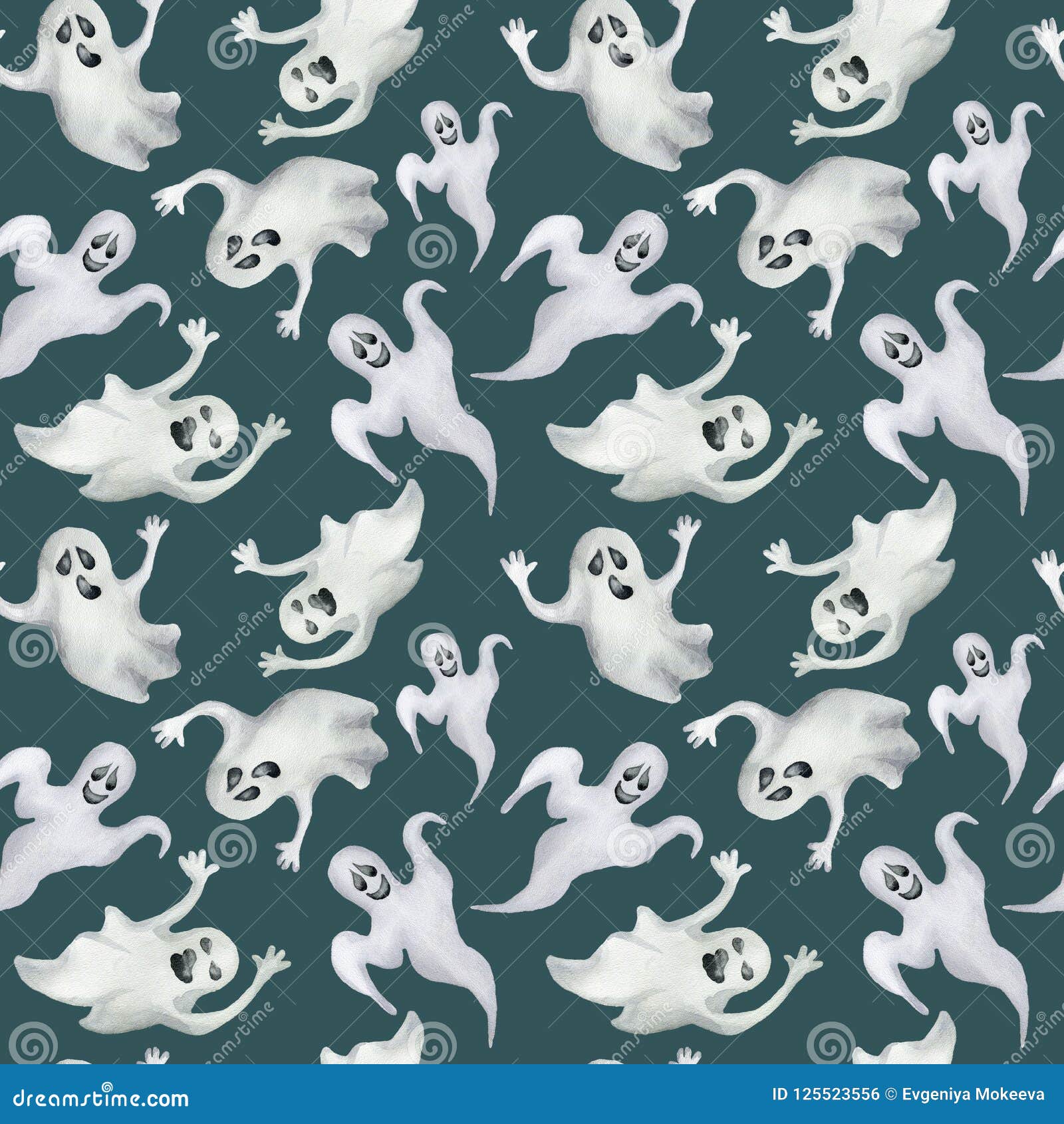 Seamless Pattern with Halloween Ghosts. Stock Illustration ...